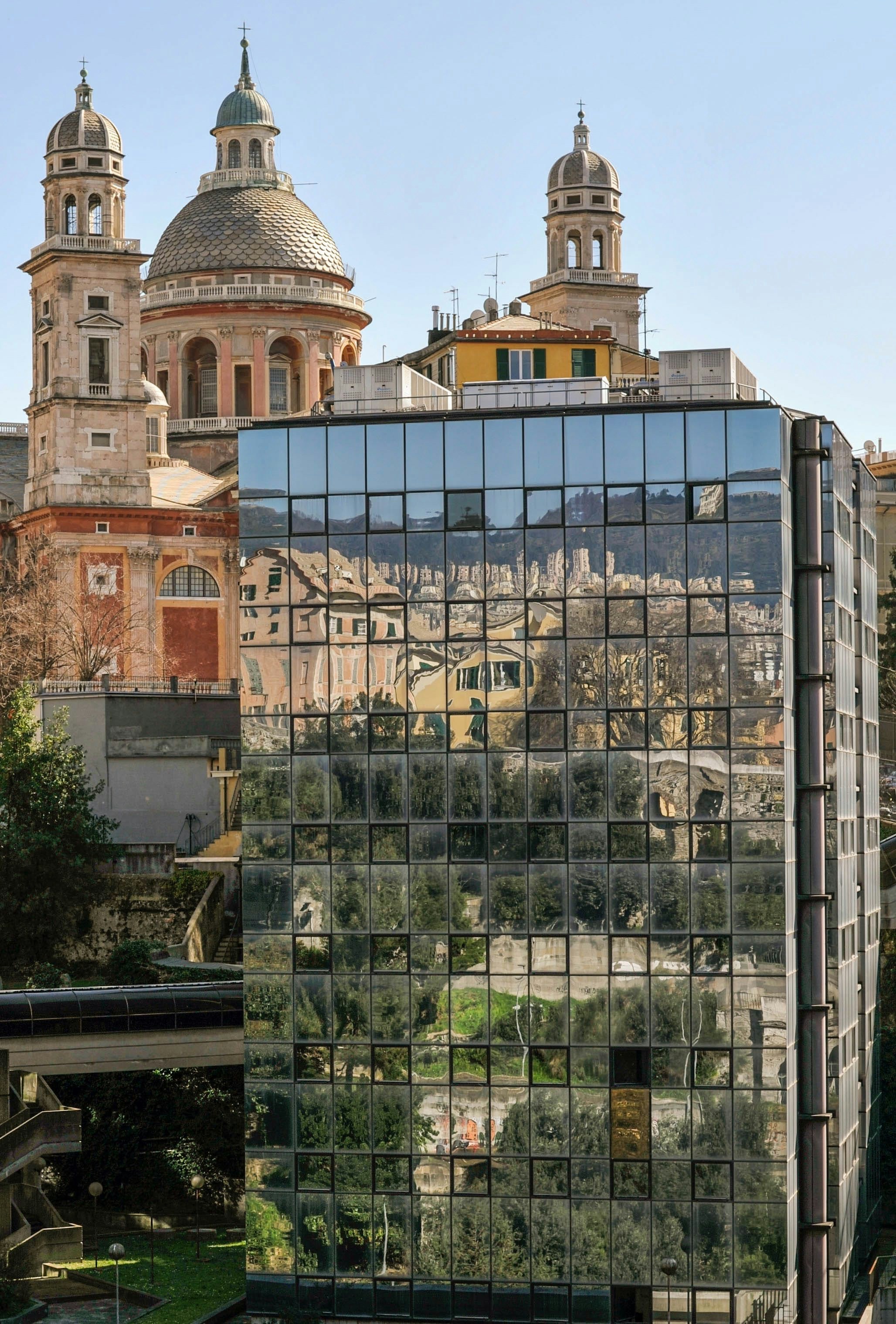 A view of a city through a glass window photo – Free Genova Image on ...