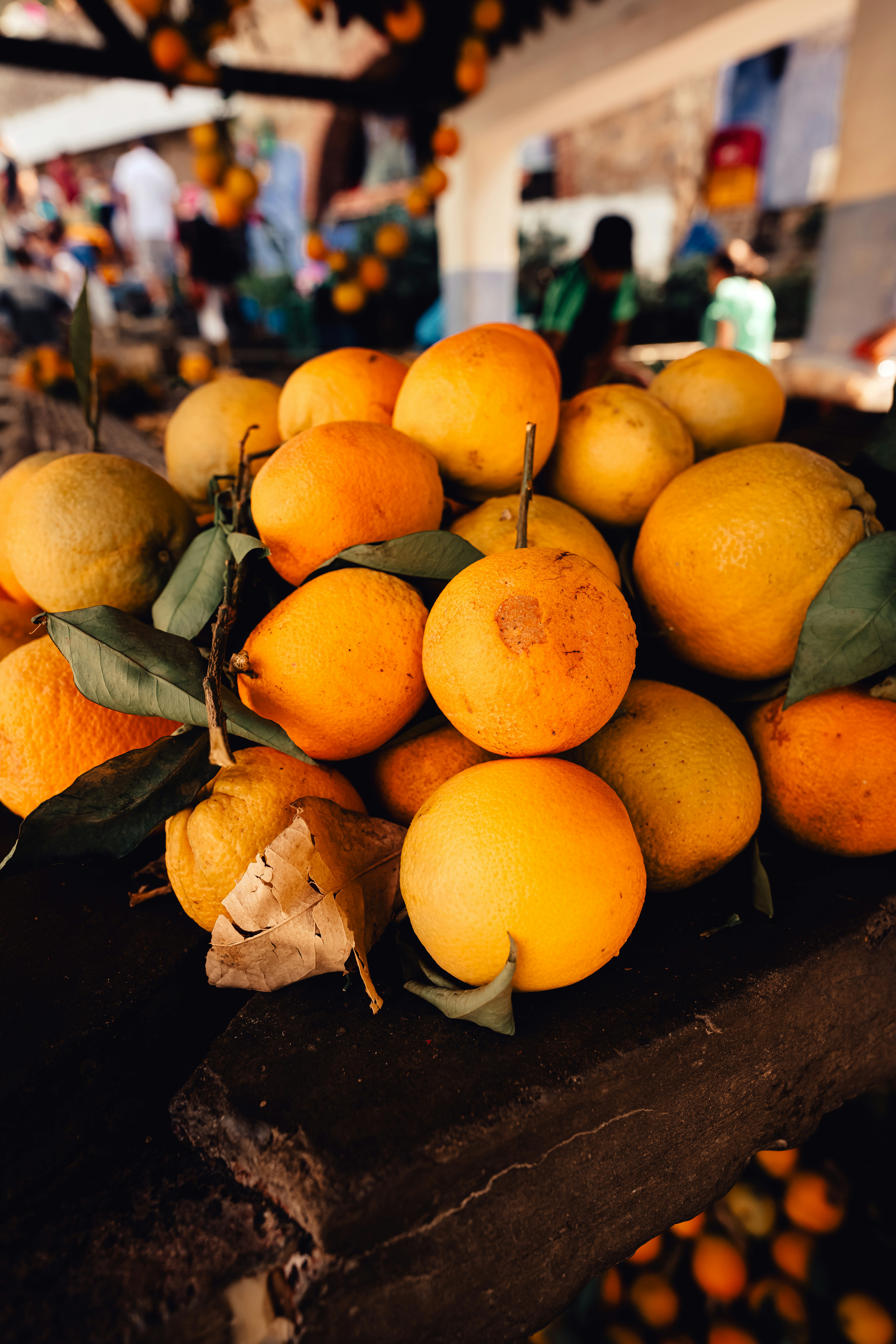 Citrus Cascade at a Bustling Market