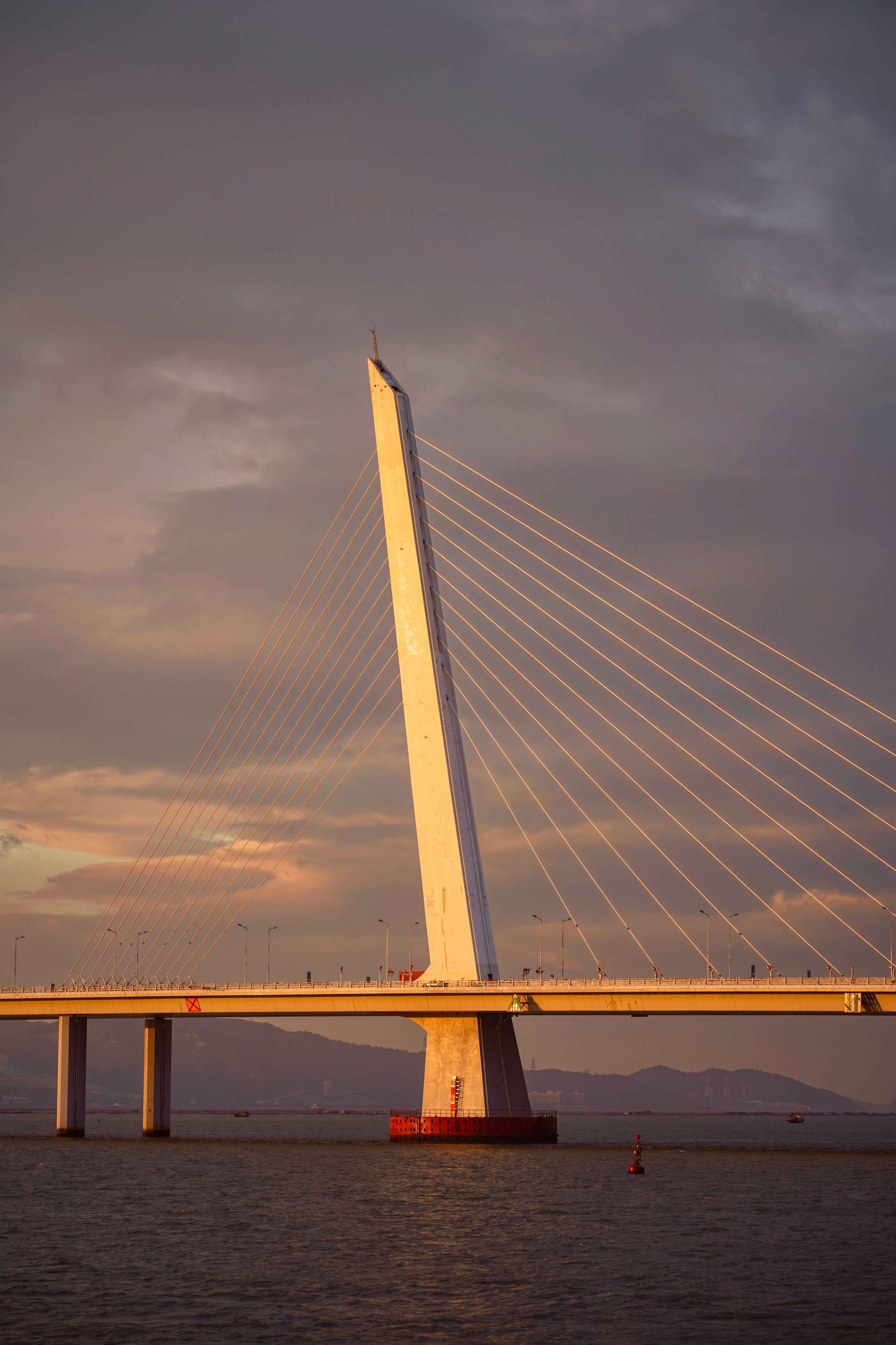 A large bridge spanning over a body of water photo – Free Shenzhen bay ...