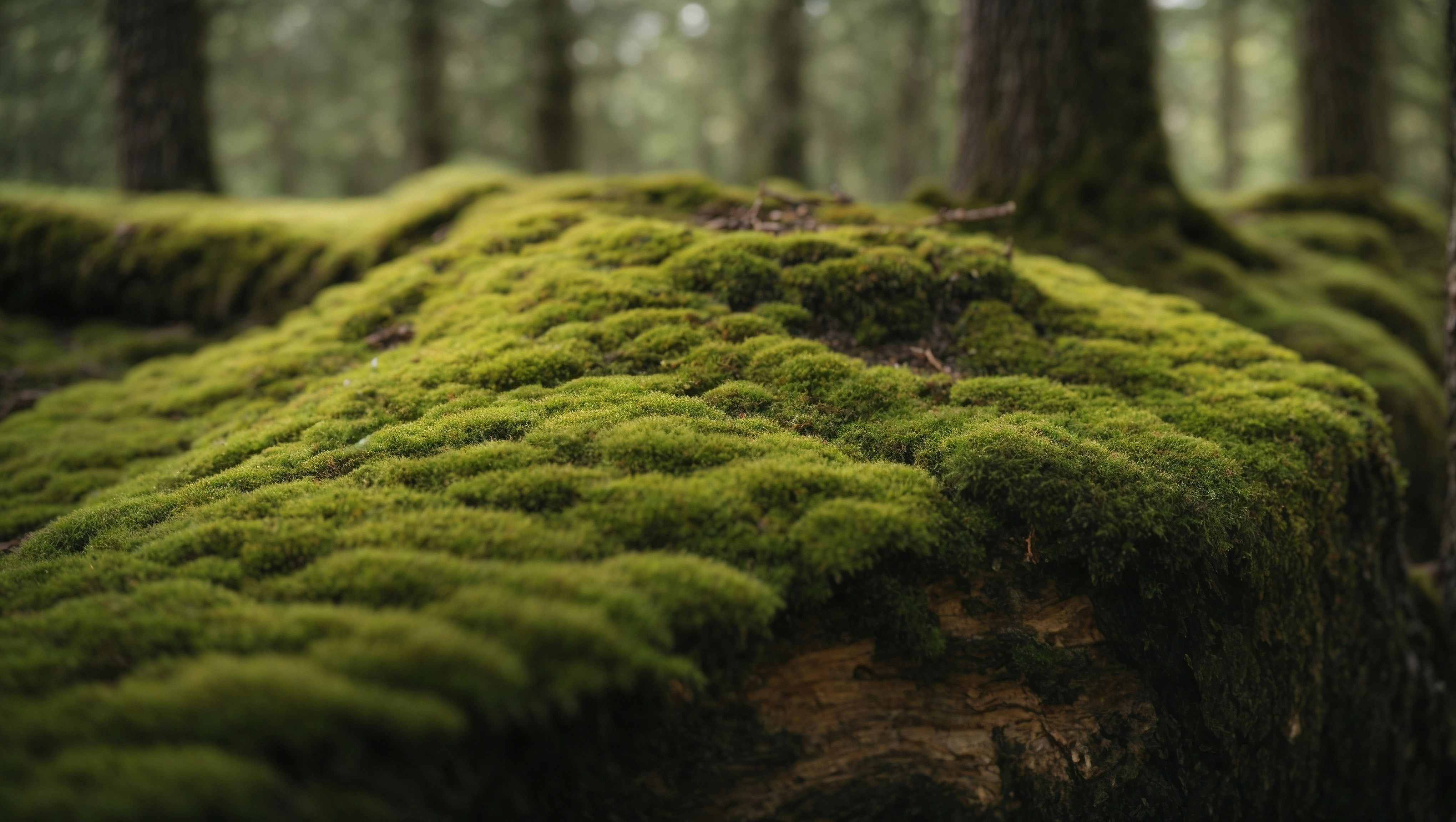 A moss covered rock in the middle of a forest photo – Free Moss Image ...