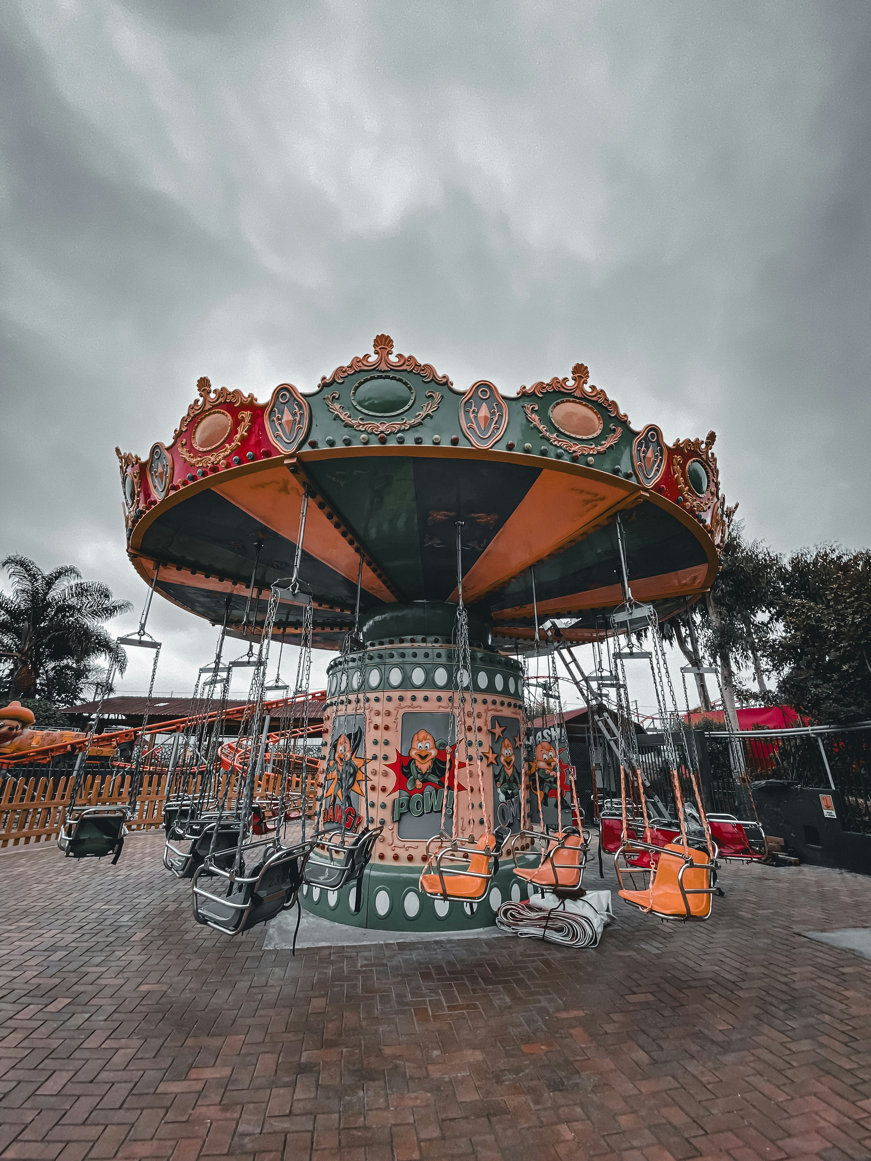 Ornate Carousel Under a Moody Sky