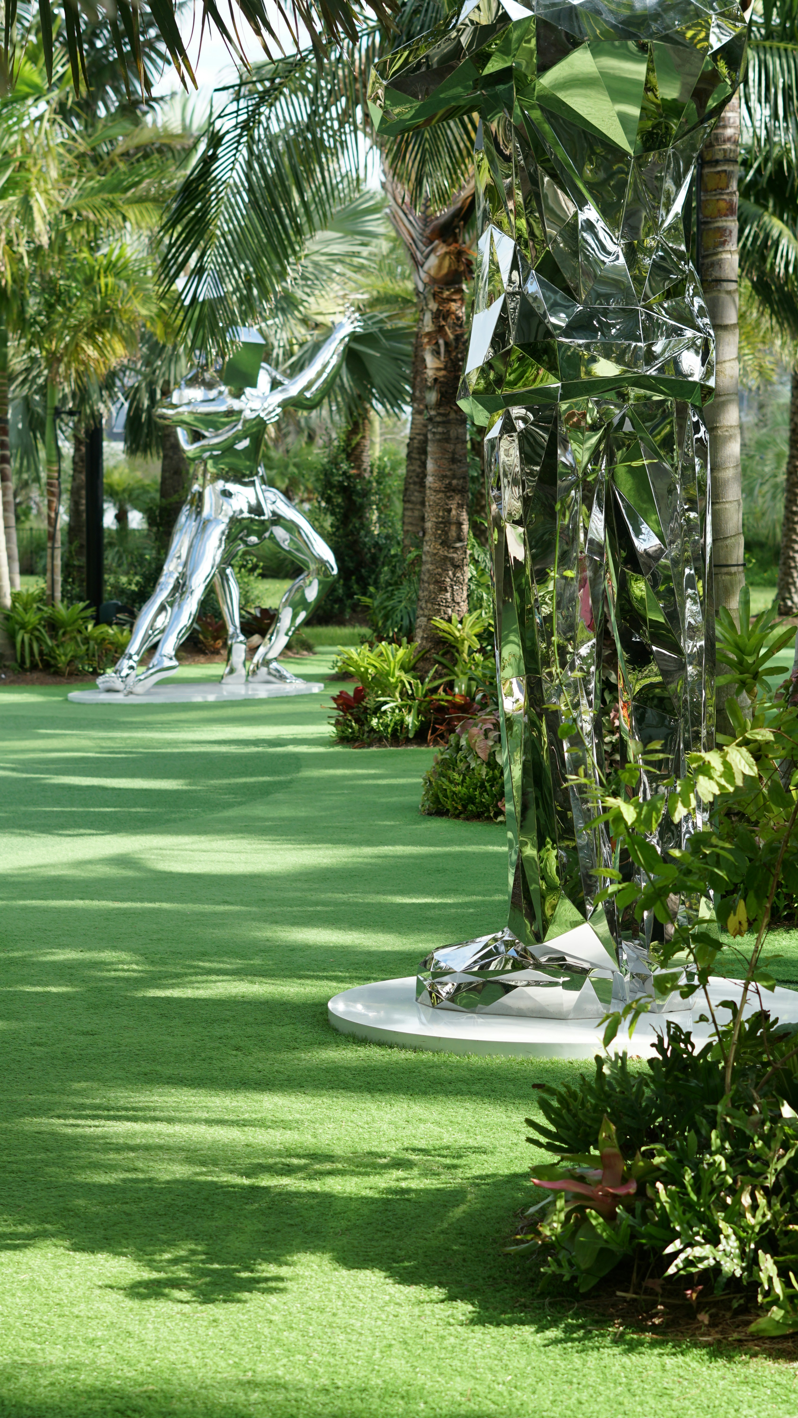 Chrome Contours in a Tropical Garden