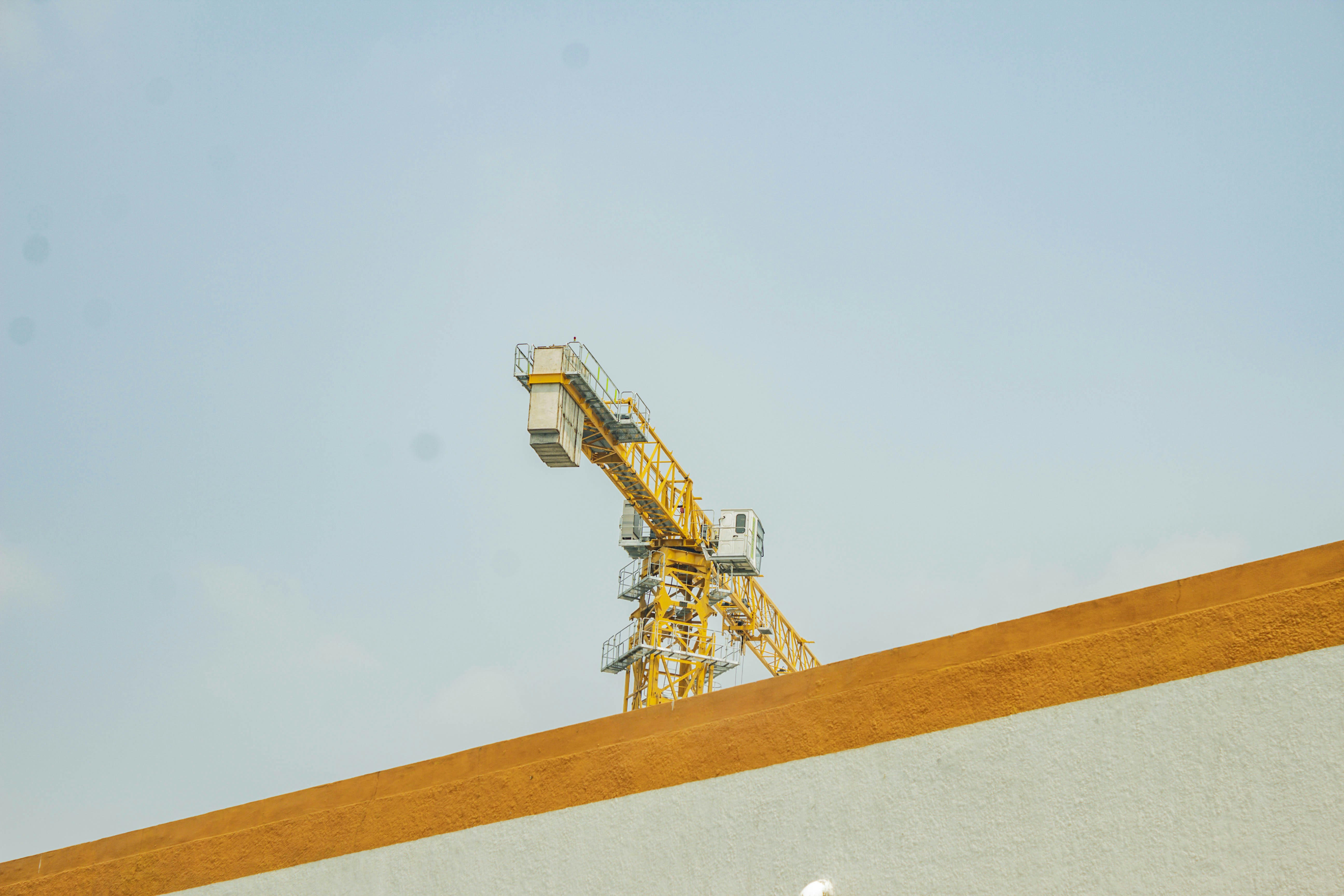 Crane Crest Over an Orange Roofline