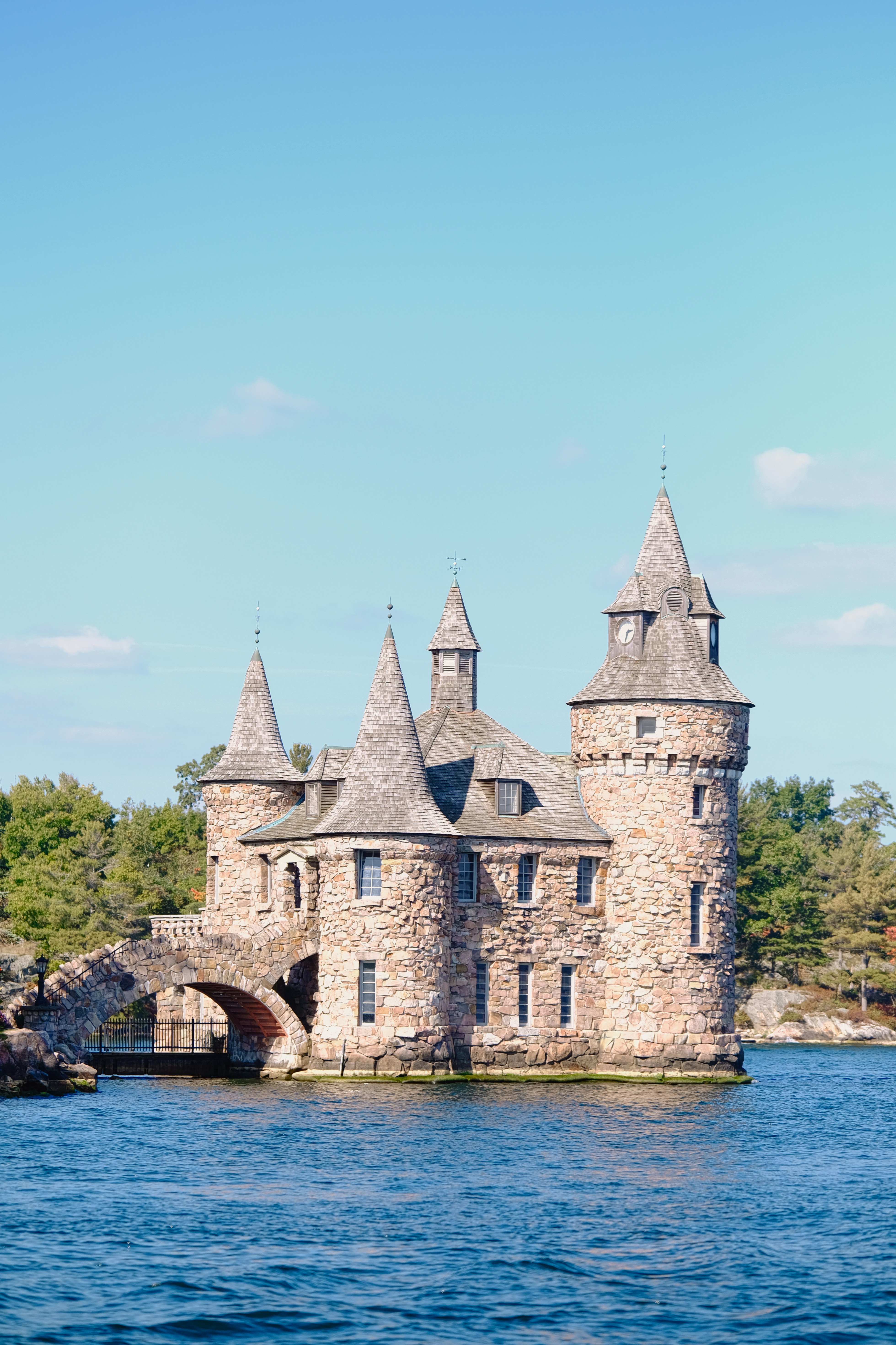 Castle on the Lake: Conical Turrets Rising from Quiet Waters