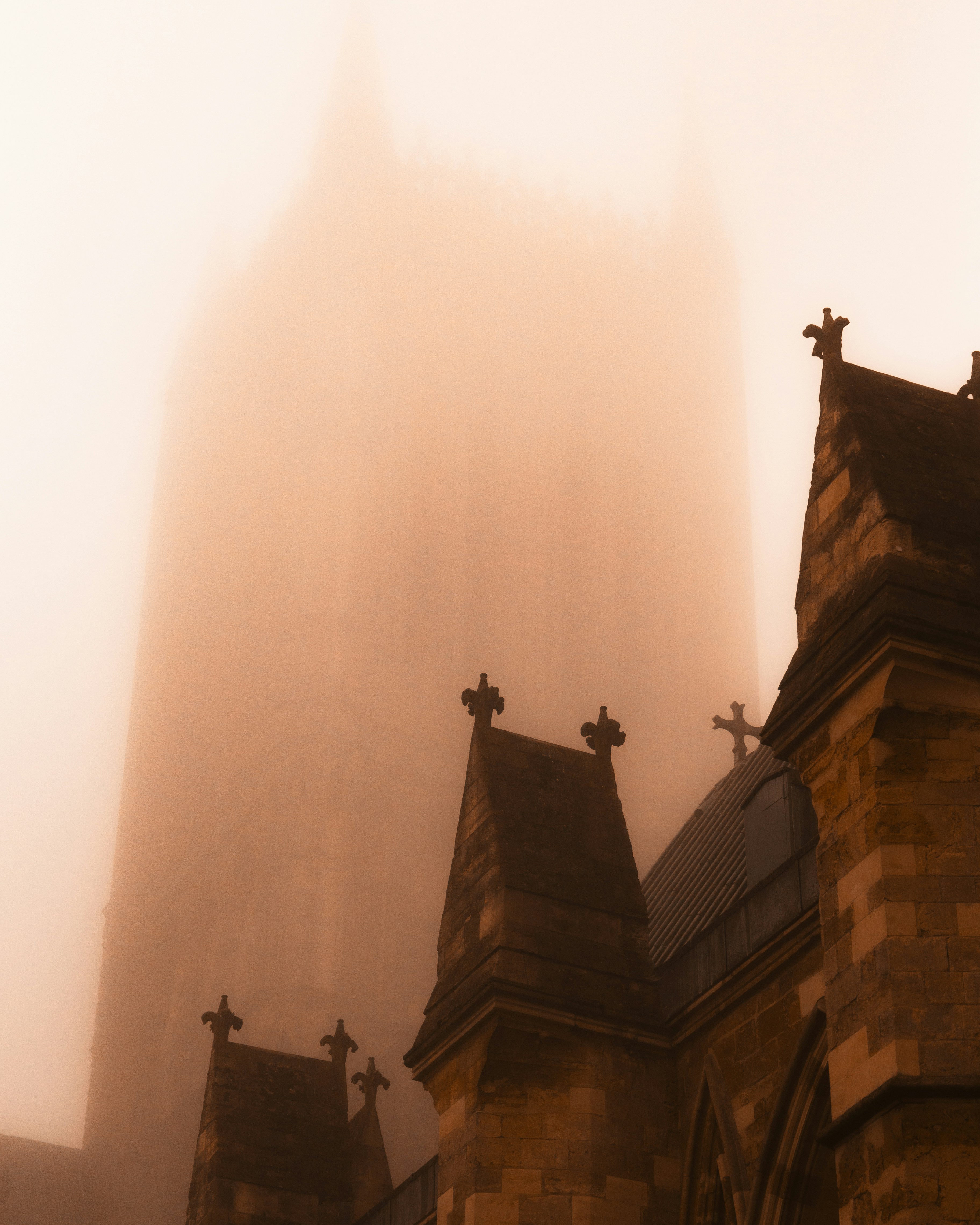 Amber Fog Crown: Gothic Spires Piercing the Mist
