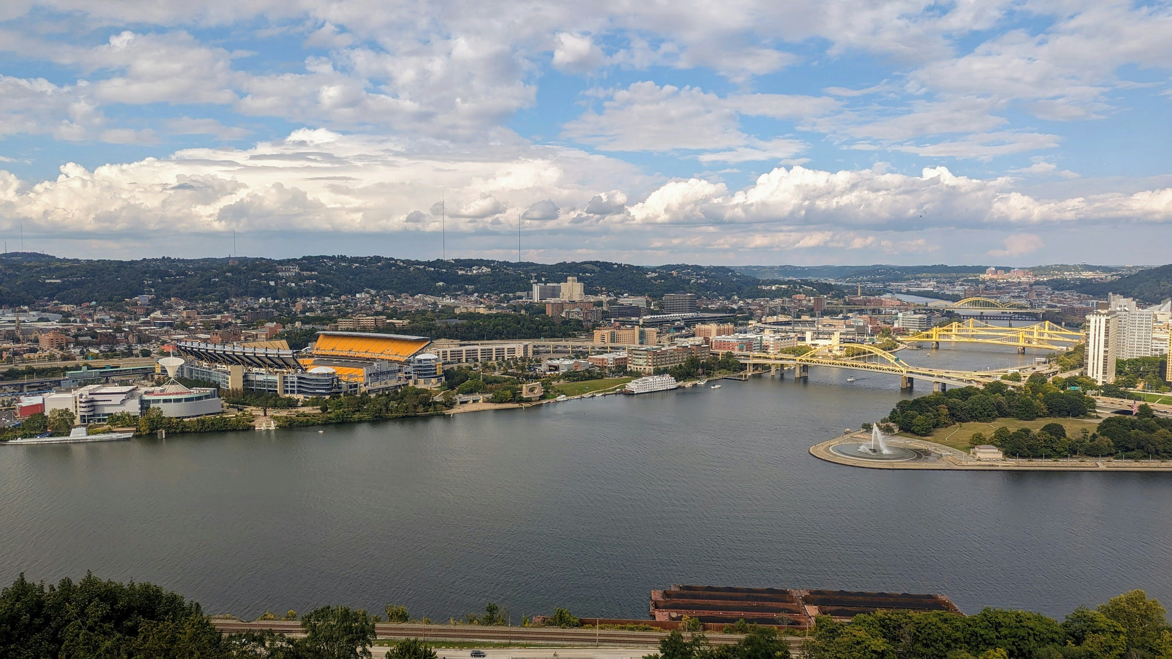Riverside Panorama of Pittsburgh's Iconic Stadiums