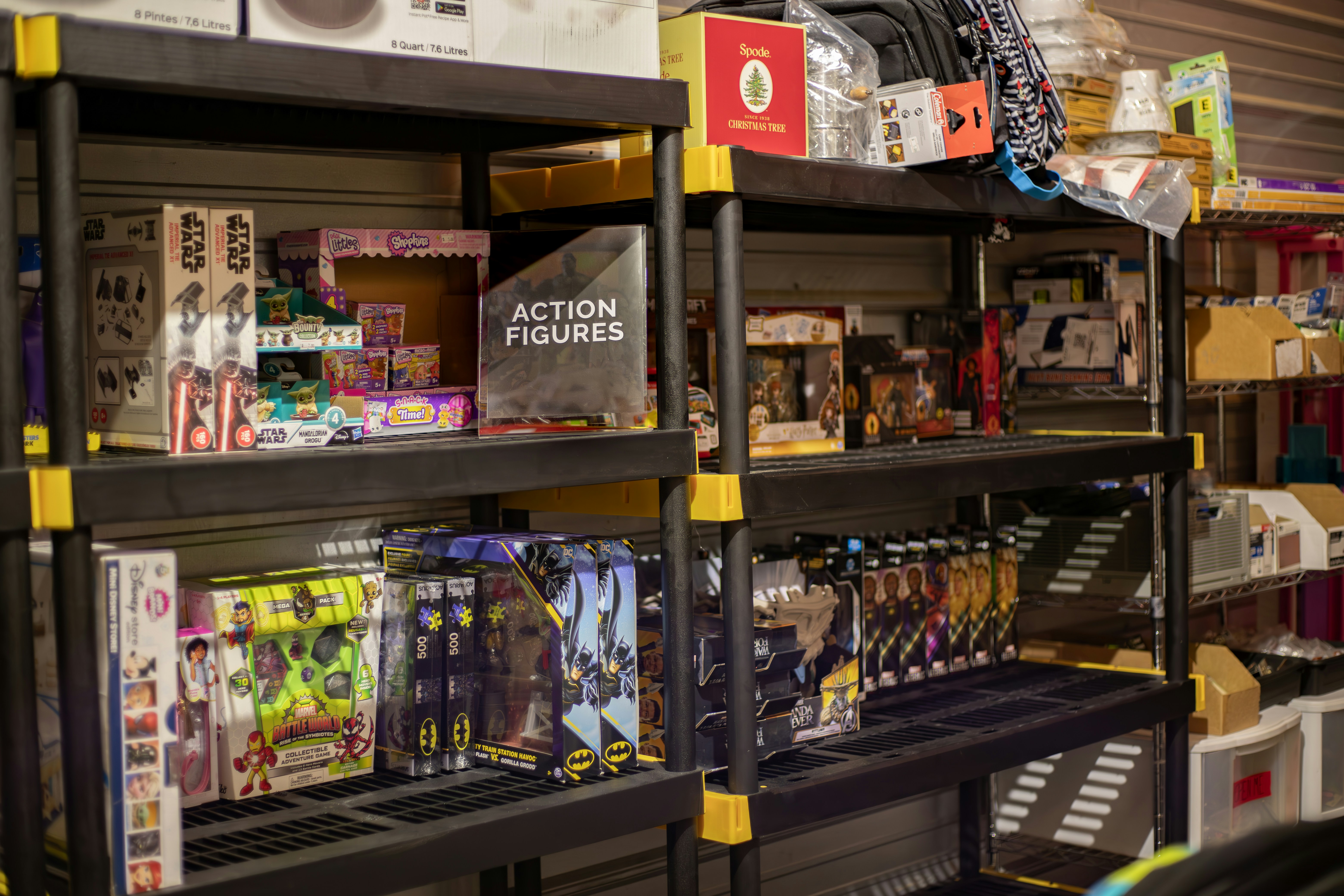 Center-Stage Action Figures: A Quiet Toy Aisle Portrait