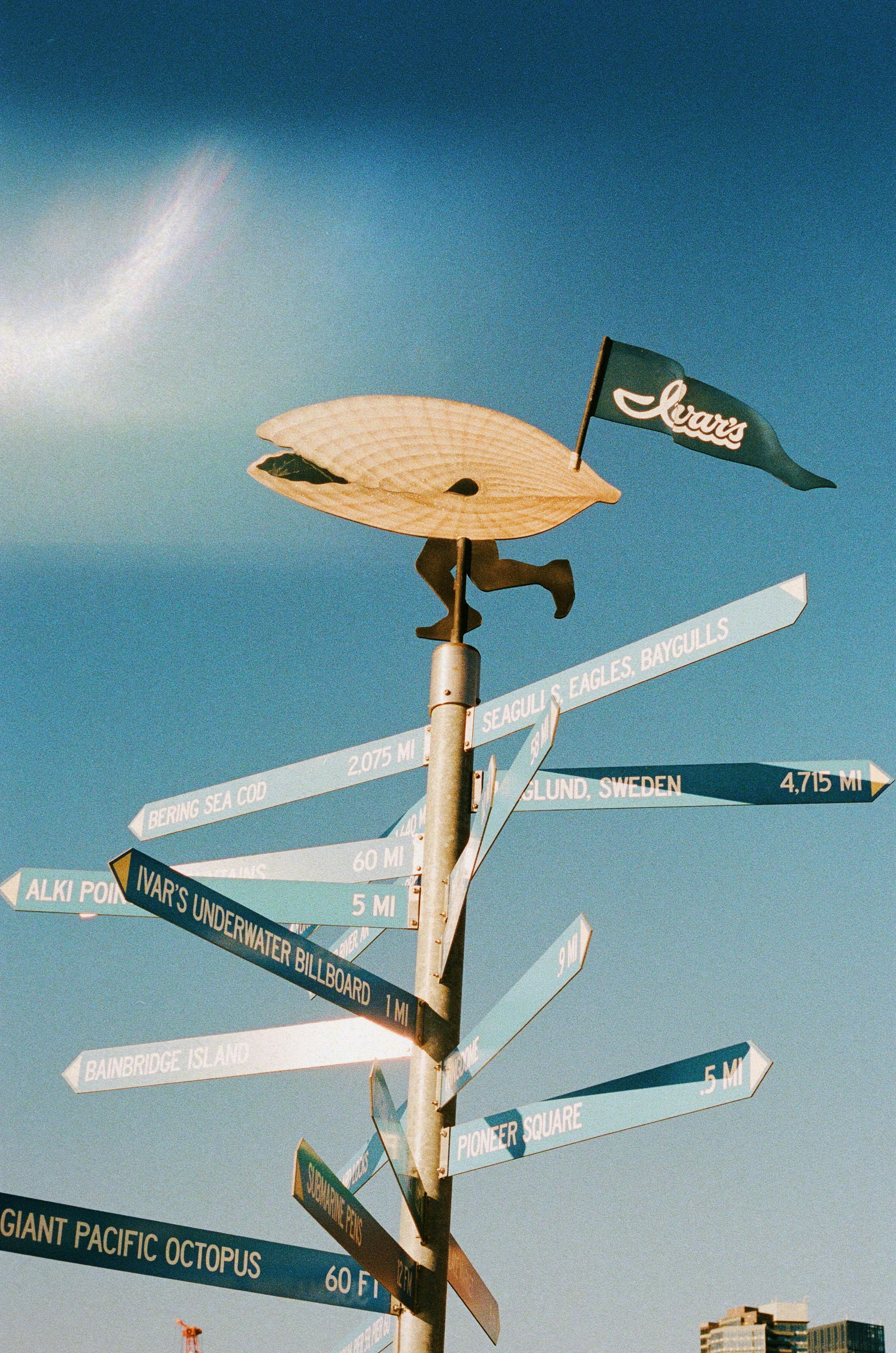 A pole with a bunch of street signs on it photo – Free Kodak film Image ...