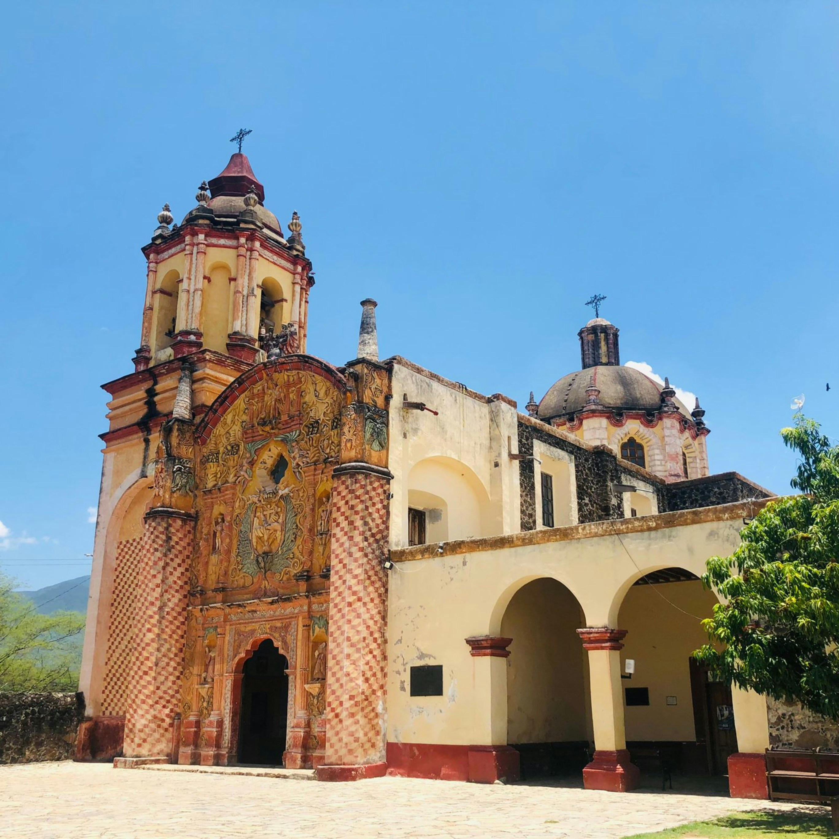 An old church with a clock tower on top of it photo – Free Misión concá ...