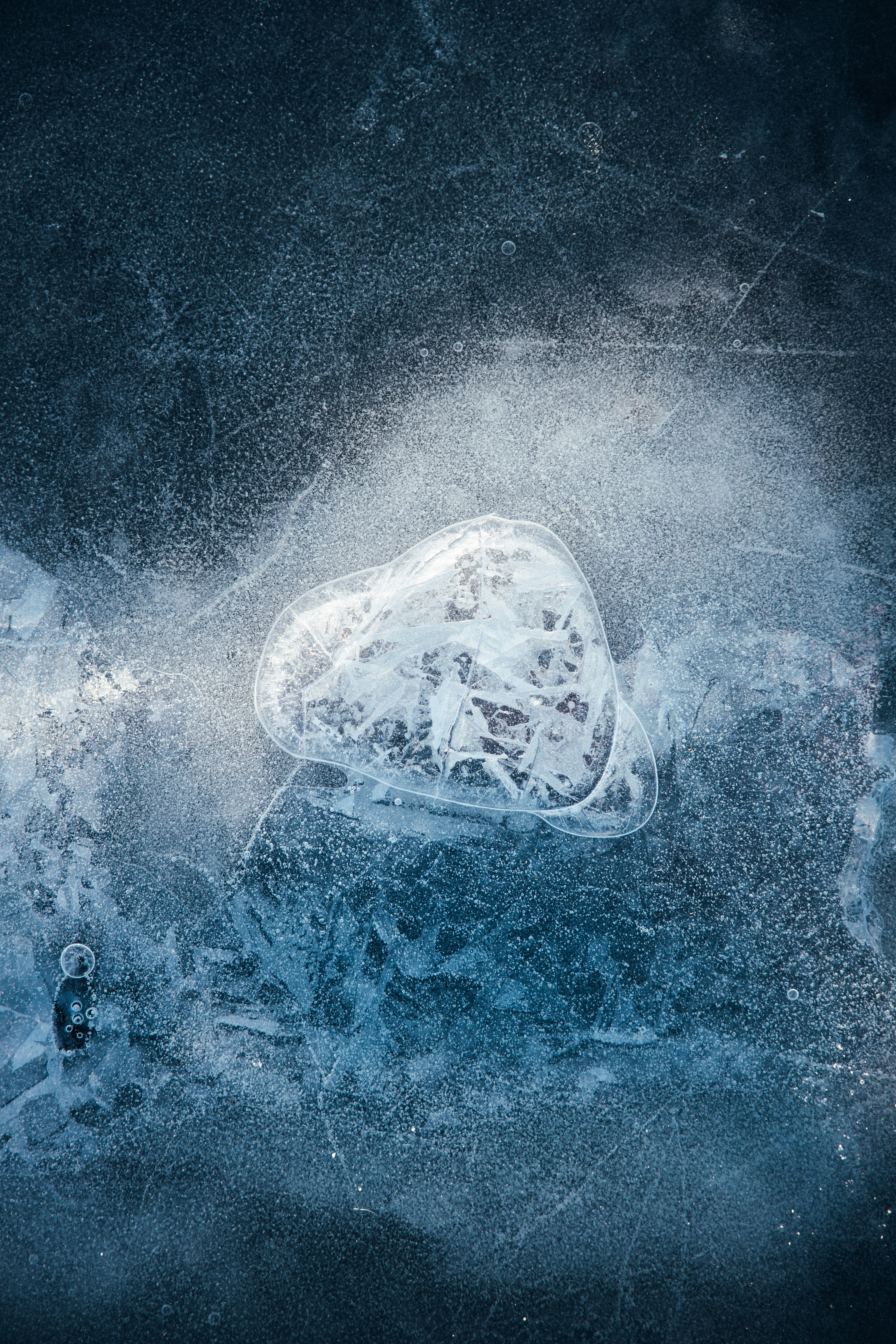 Crystalline Ice Prism Amid Fractured Subzero Blues