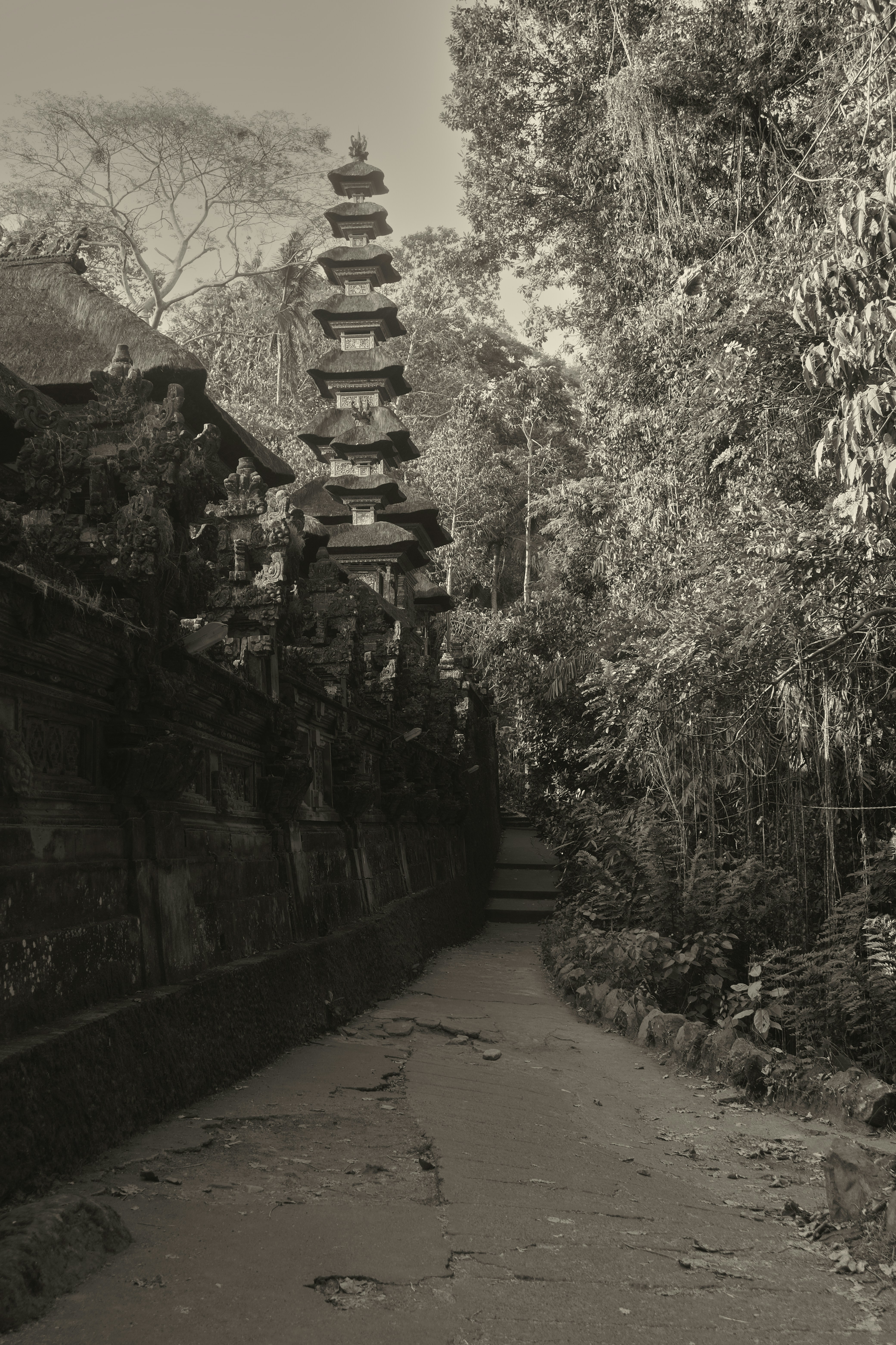 Toward the Seven-Tier Pagoda: A Sepia Path Through a Quiet Temple
