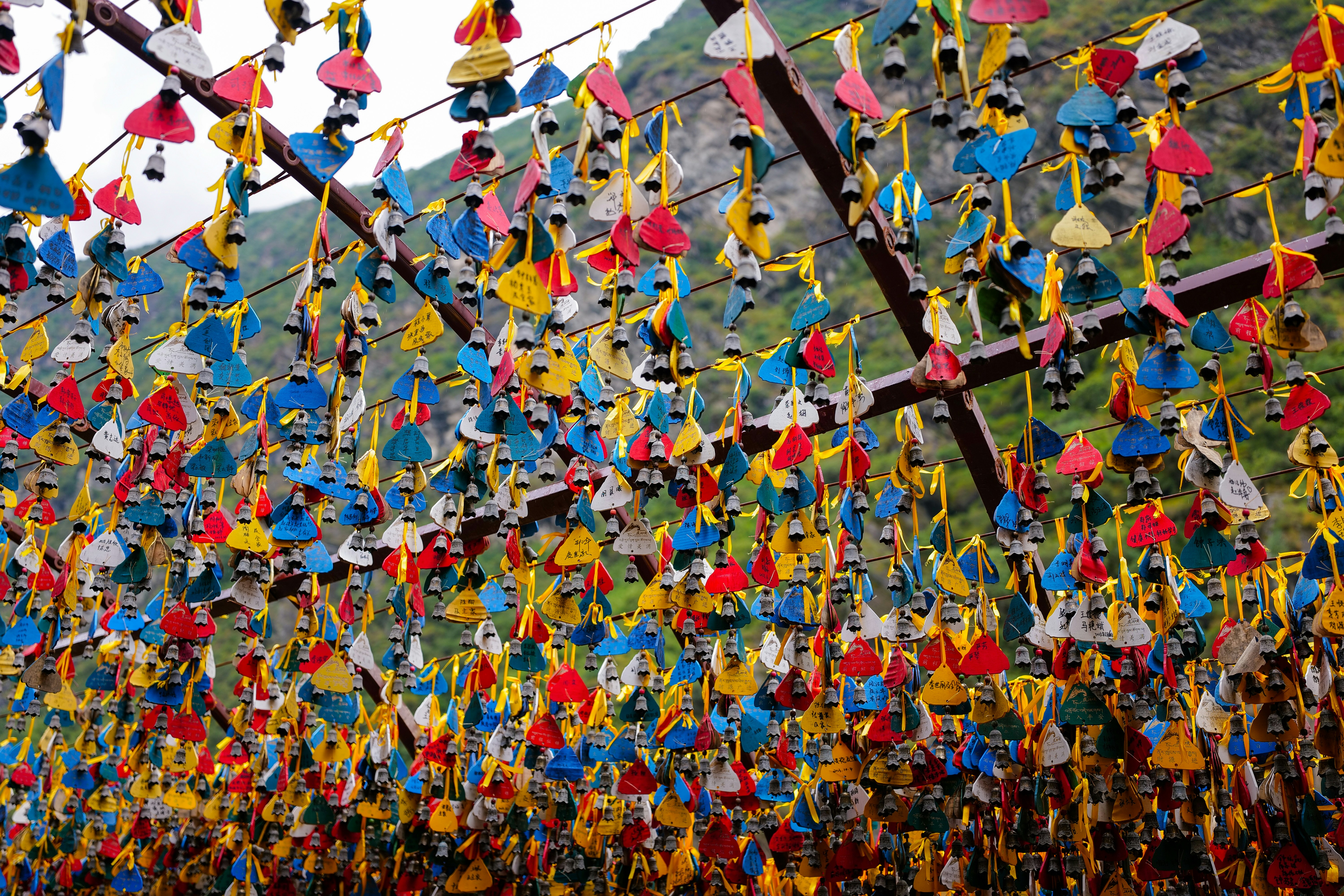 Chromatic Prayer Flags: A Mountain T tapestry in Motion