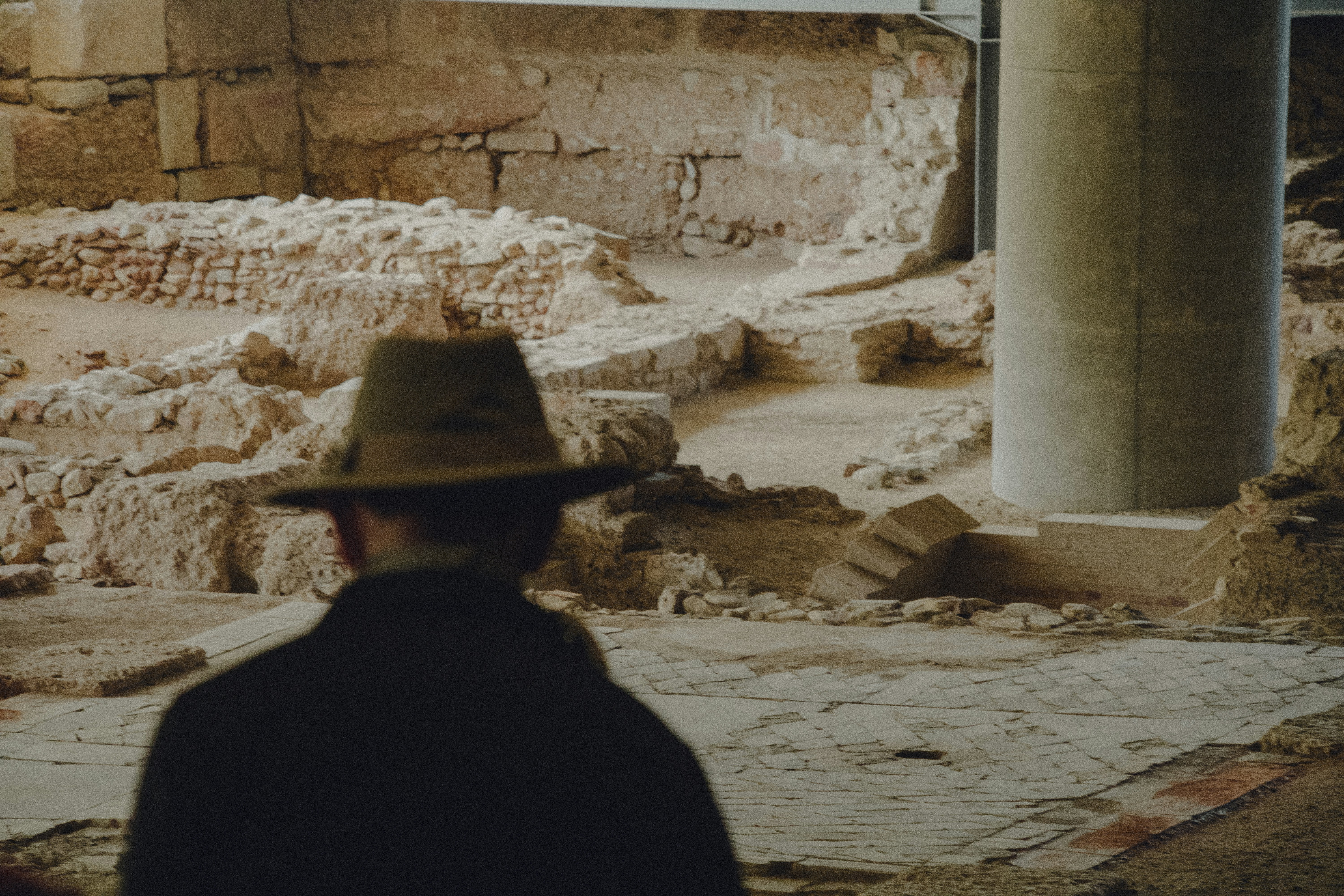 Echoes in Stone: A Lone Wanderer Among Weathered Ruins
