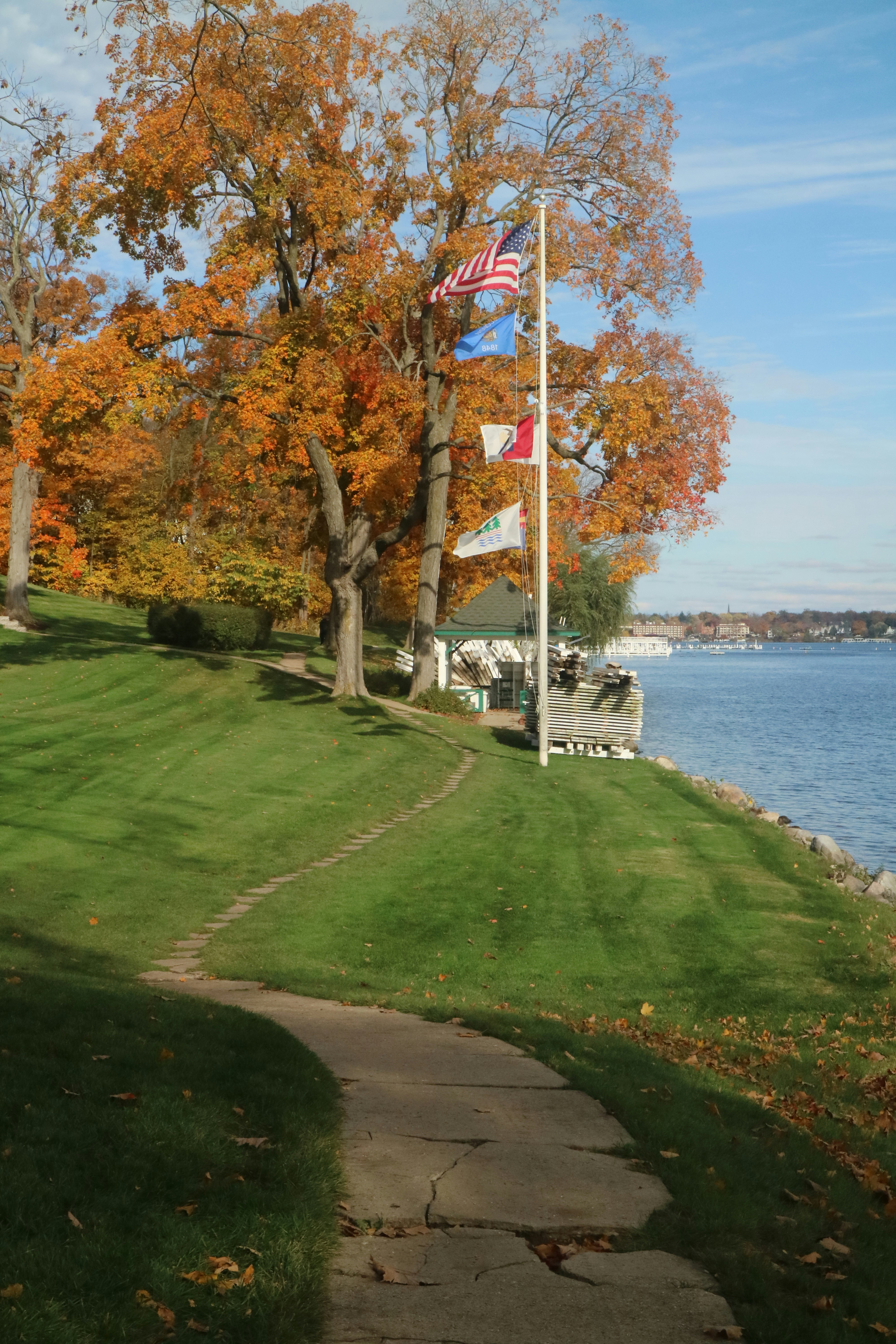 Autumn Flag Row at Waterfront Promenade