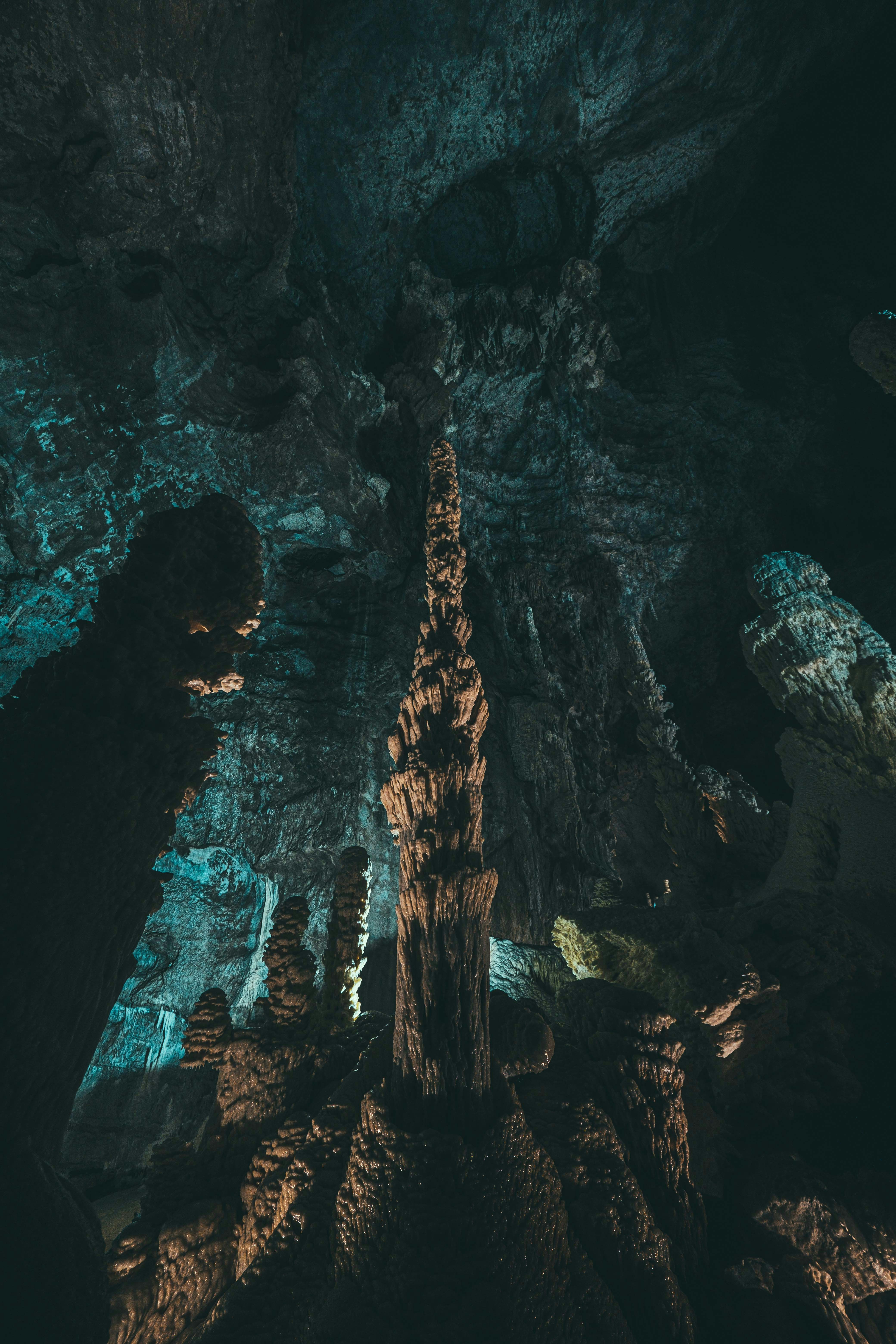 Cobalt Cathedral: Blue-lit Spires Rise in a Silent Cavern