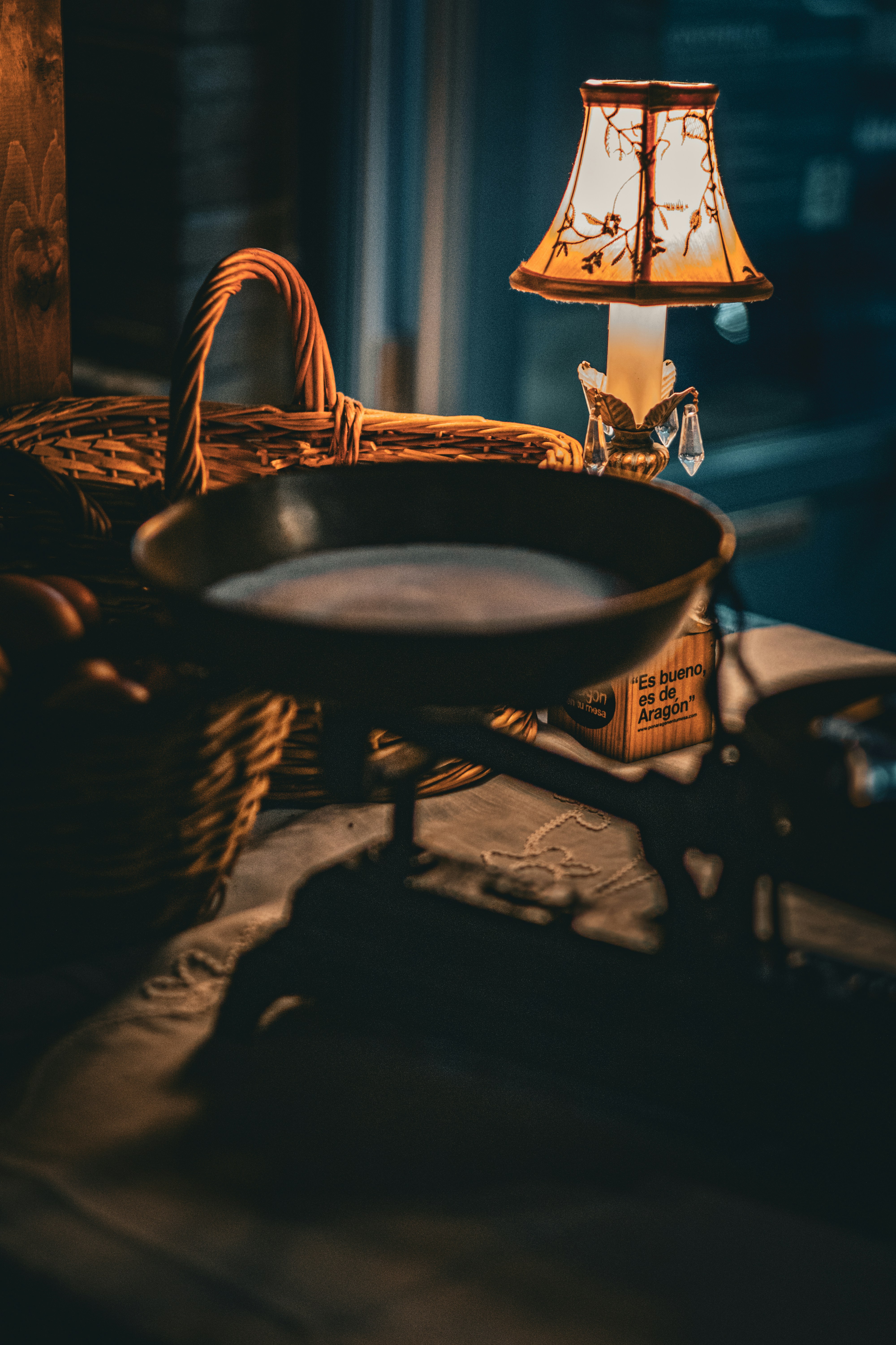 Warm Glow by the Basket: A Nostalgic Still Life
