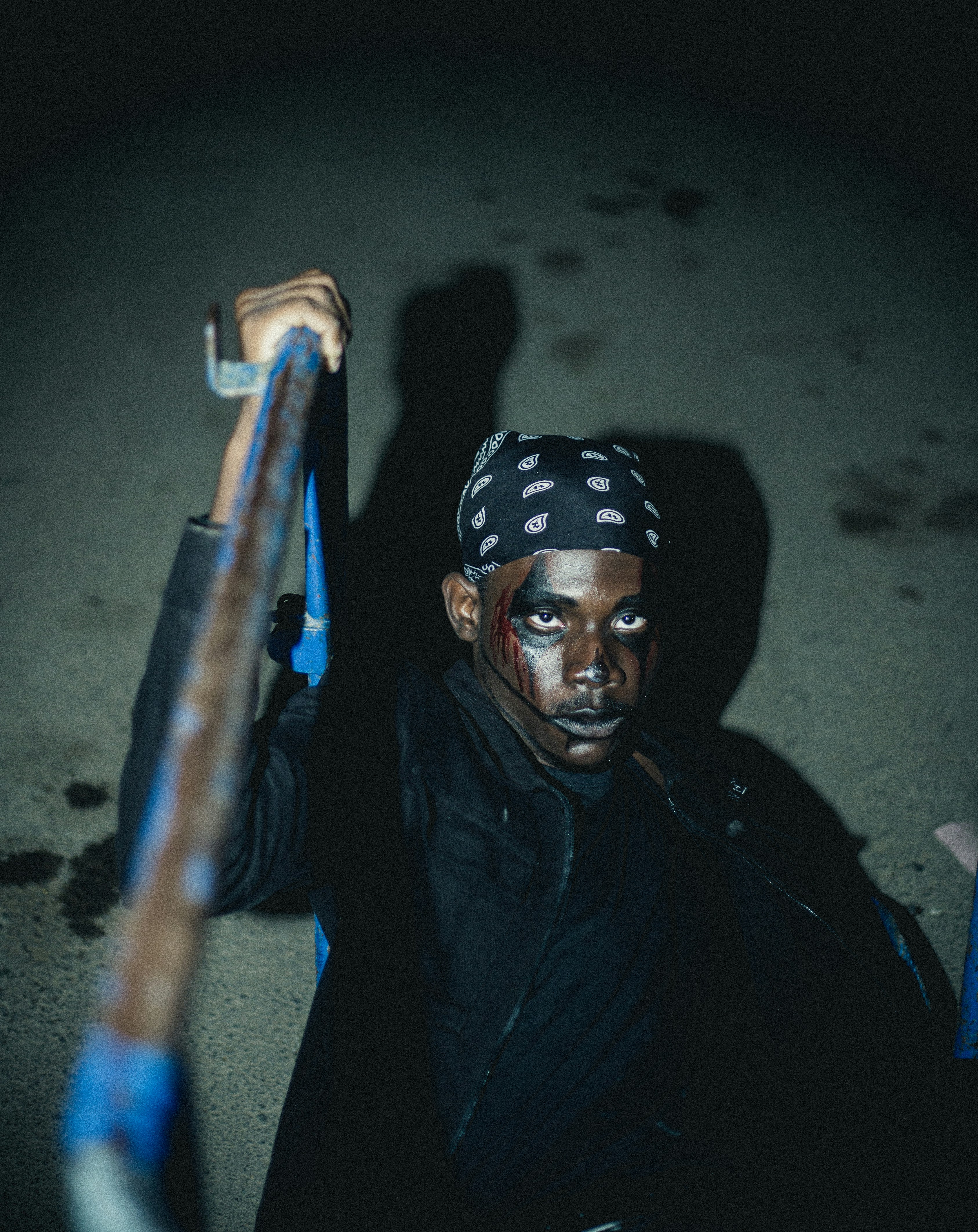 Dark Night, Bright Gaze: A Silent Stare Through the Barred Rope