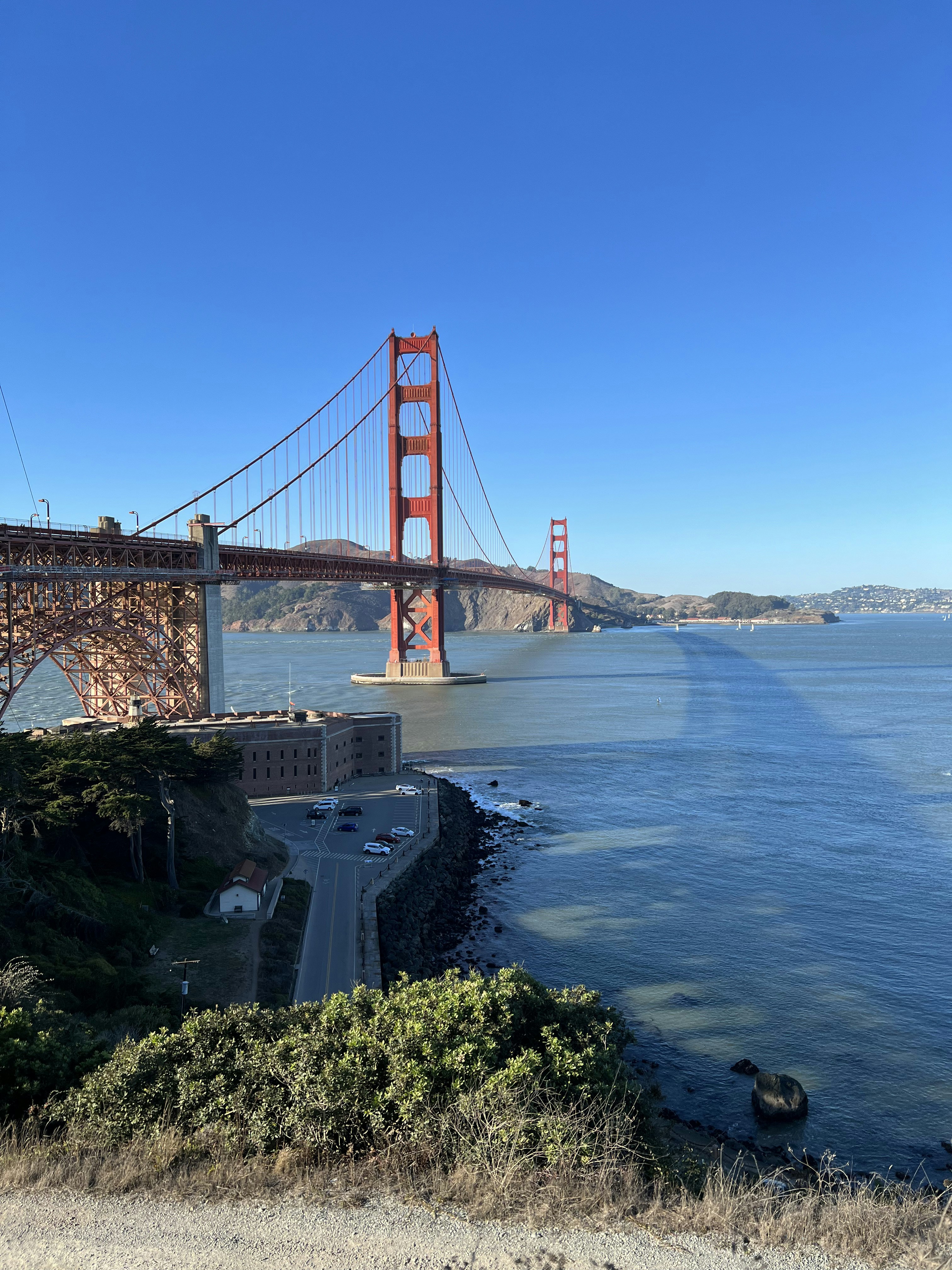 a view of the golden gate bridge from across the bay