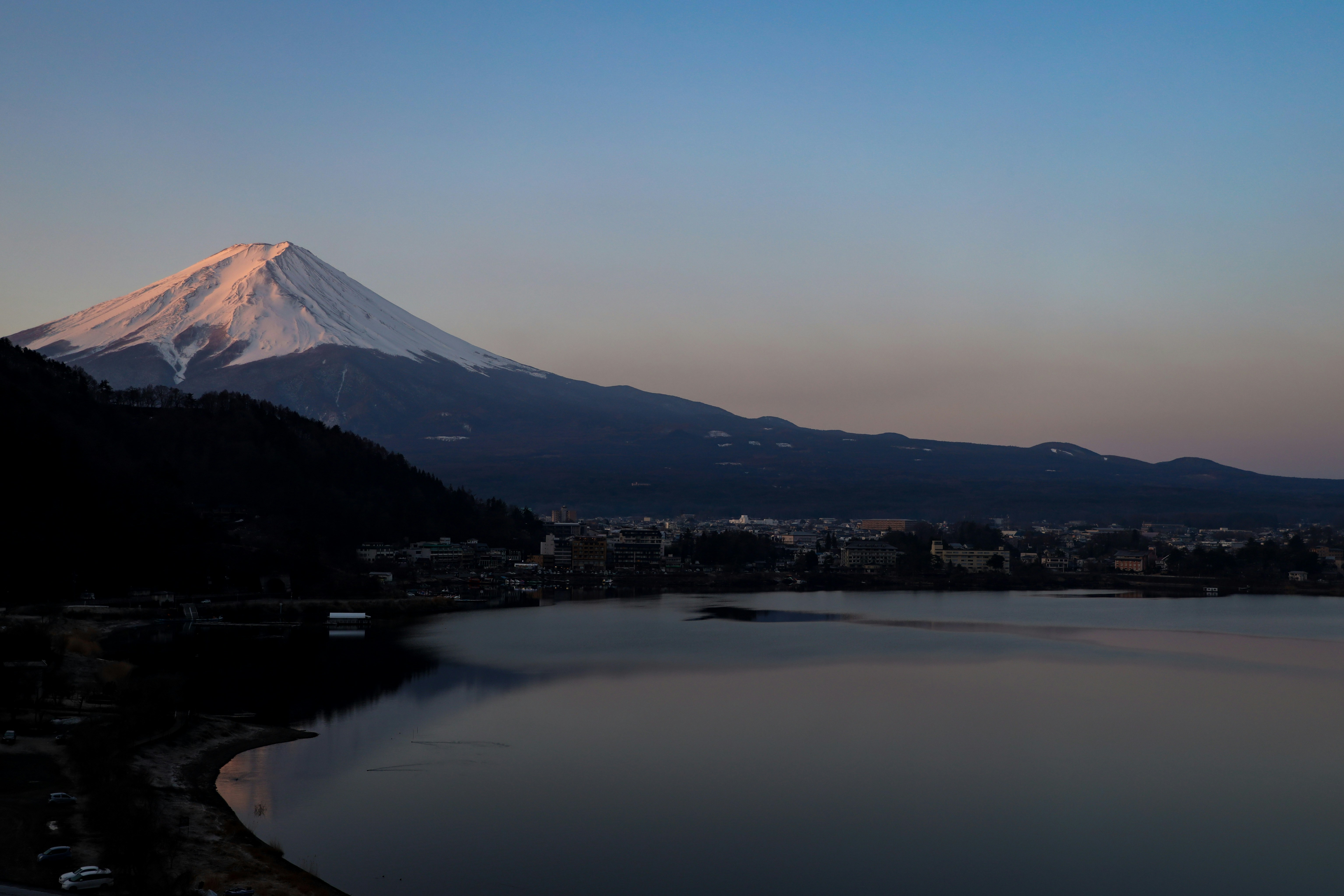 A view of a mountain with a lake in front of it photo – Free Japan ...