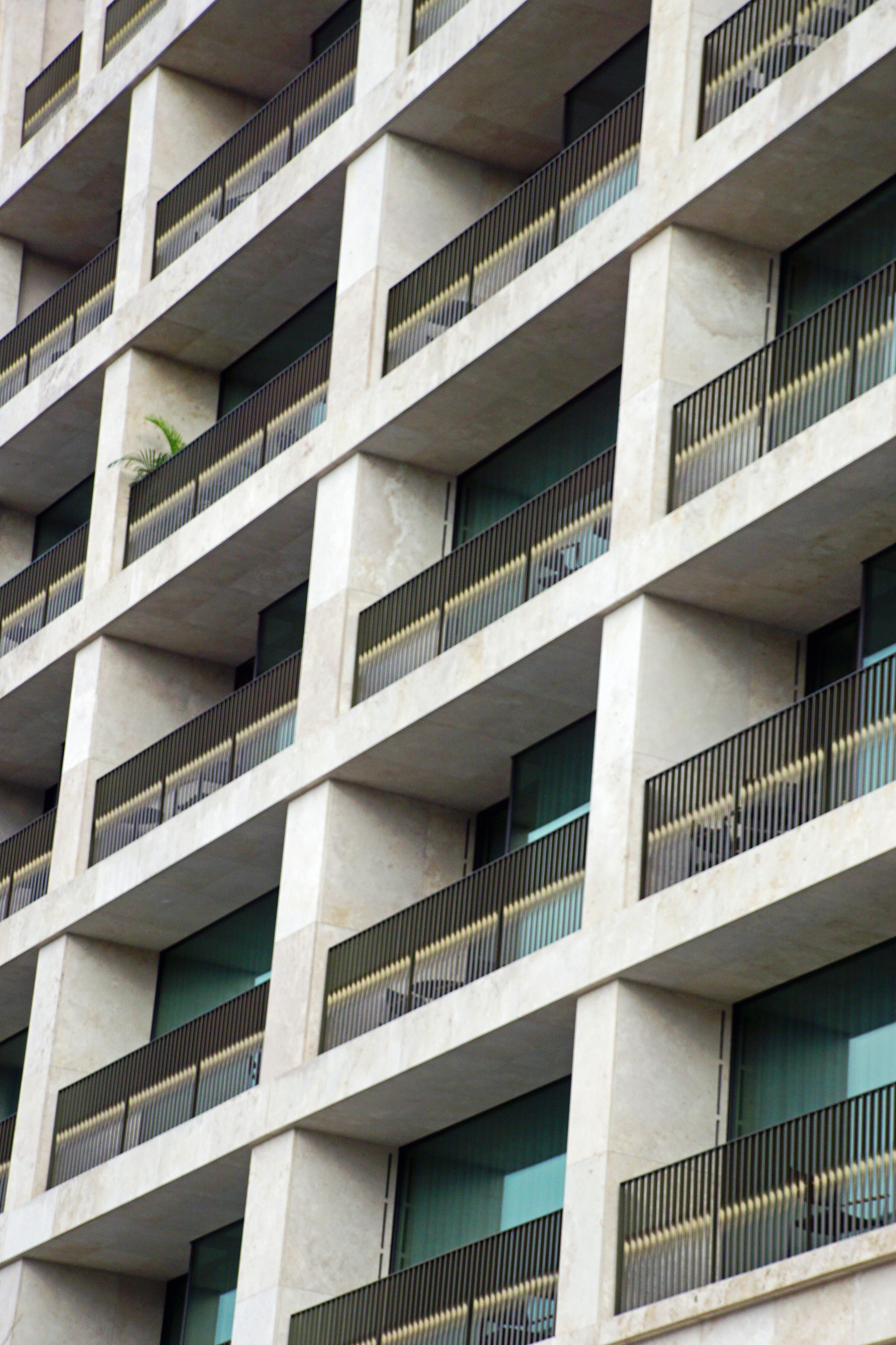 A block of flats in Berlin, Germany with many balconies in harmony.