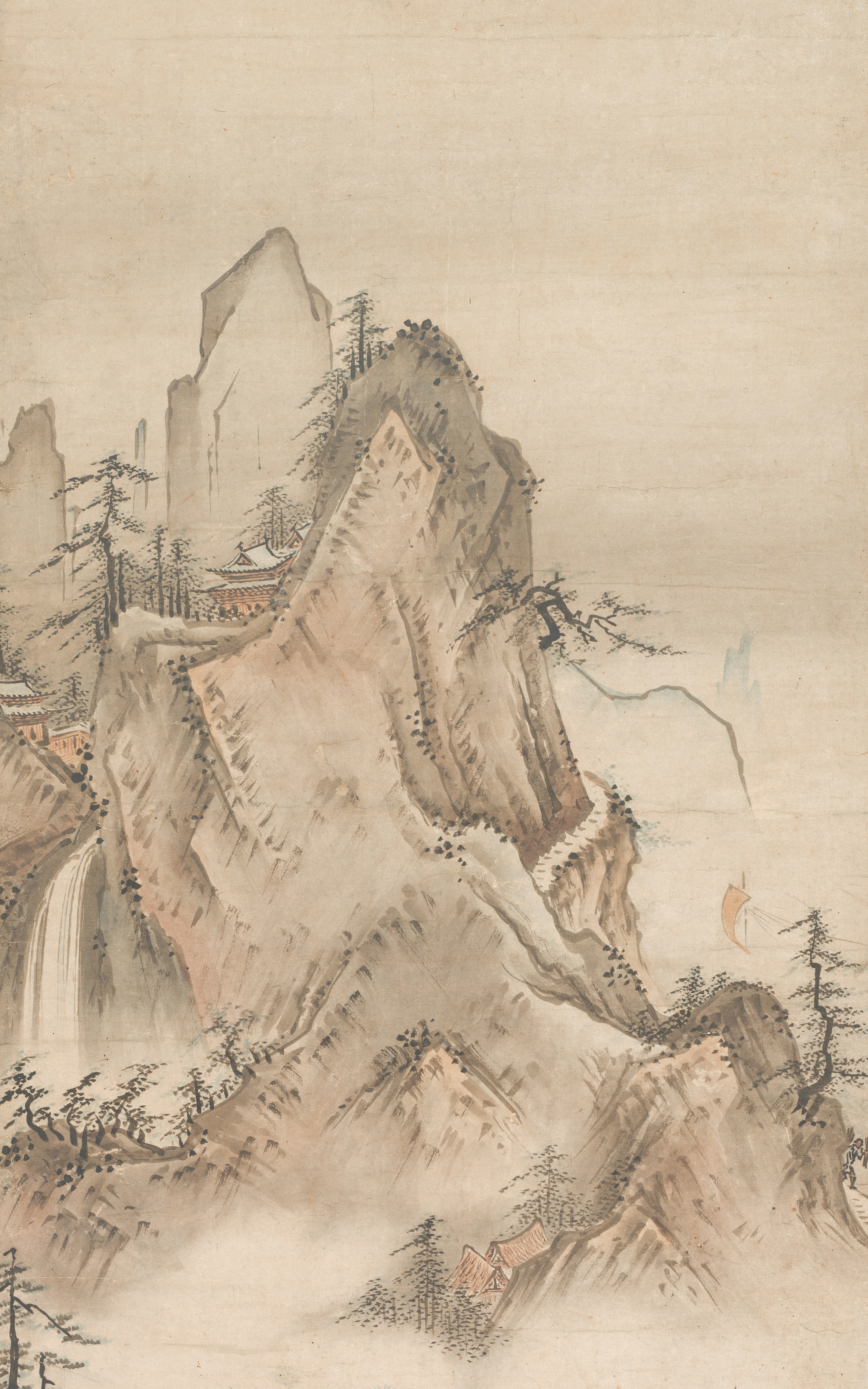 Landscape 1500s Judo 壽堂 (Japanese, active 16th century) Japan, Muromachi period (1392–1573) Hanging scroll, ink and light color on paper Overall: 87.6 x 34.9 cm (34 1/2 x 13 3/4 in.) Gift from the Collection of George Gund III 2015.461 https://www.clevelandart.org/art/2015.461