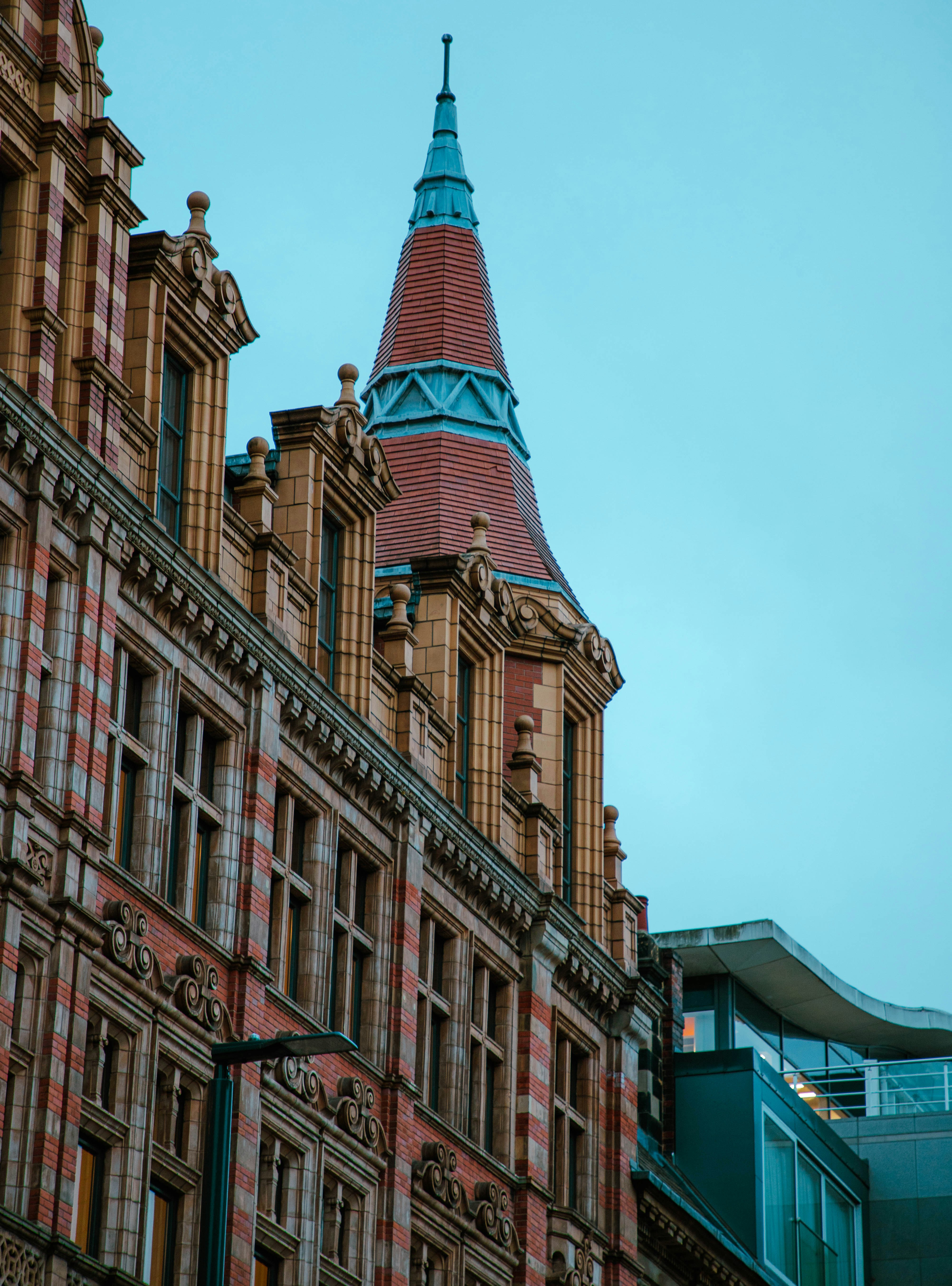 Gothic Revival Rooftop Against a Modern Skyline