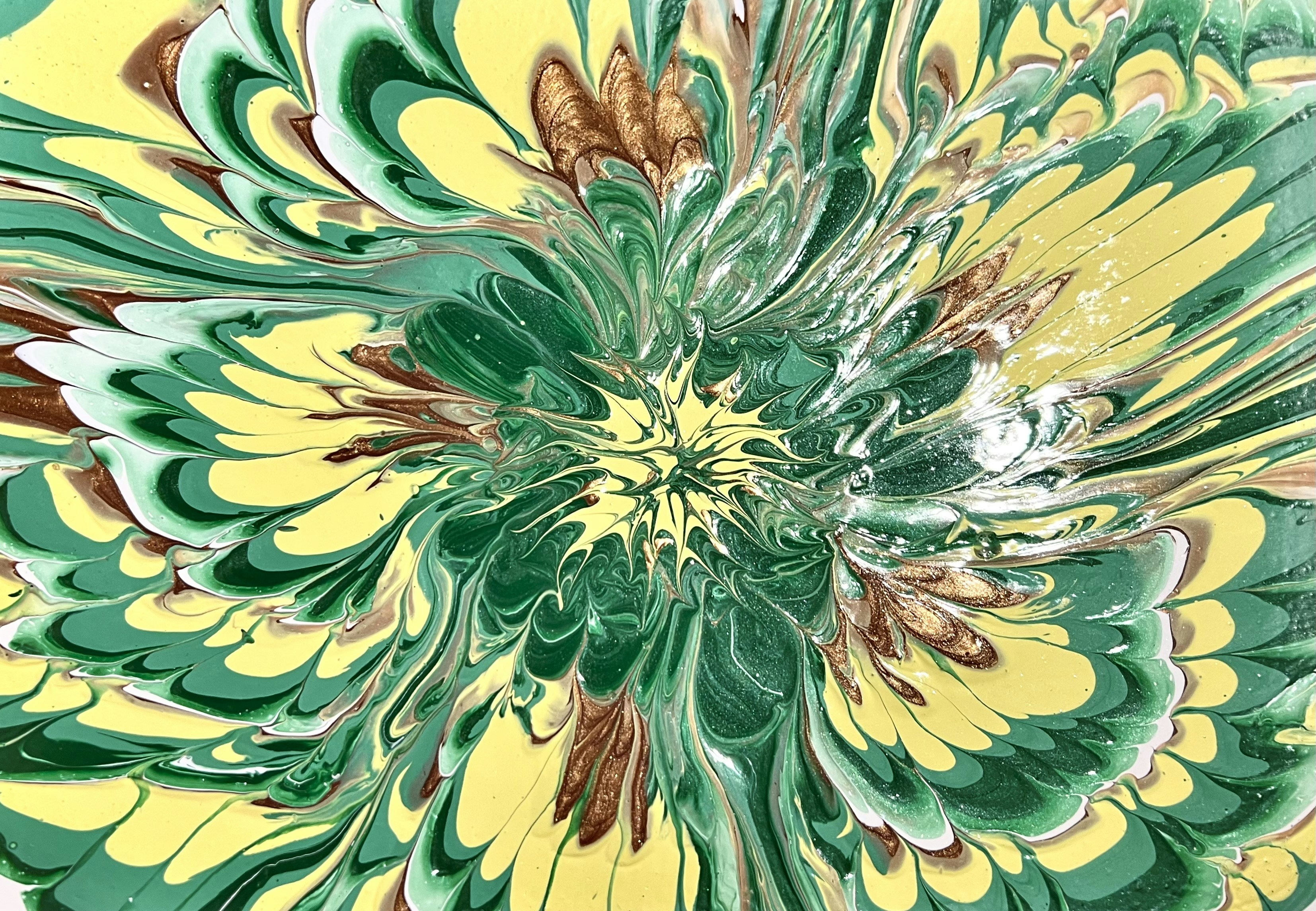Verdant Spiral: Centered Burst of Green and Sunlit Yellow