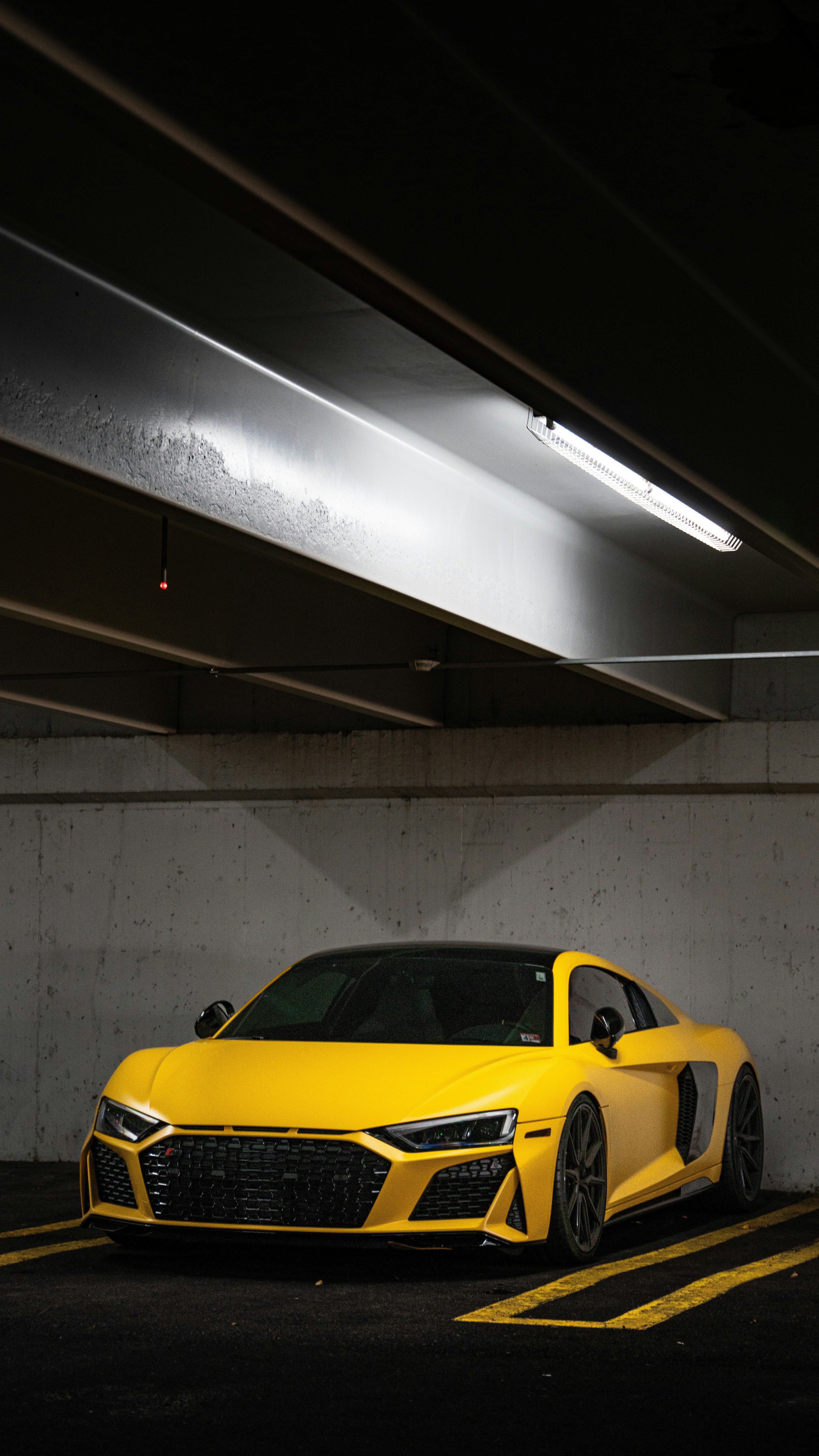 Industrial Spotlight: Yellow R8 in a Concrete Garage