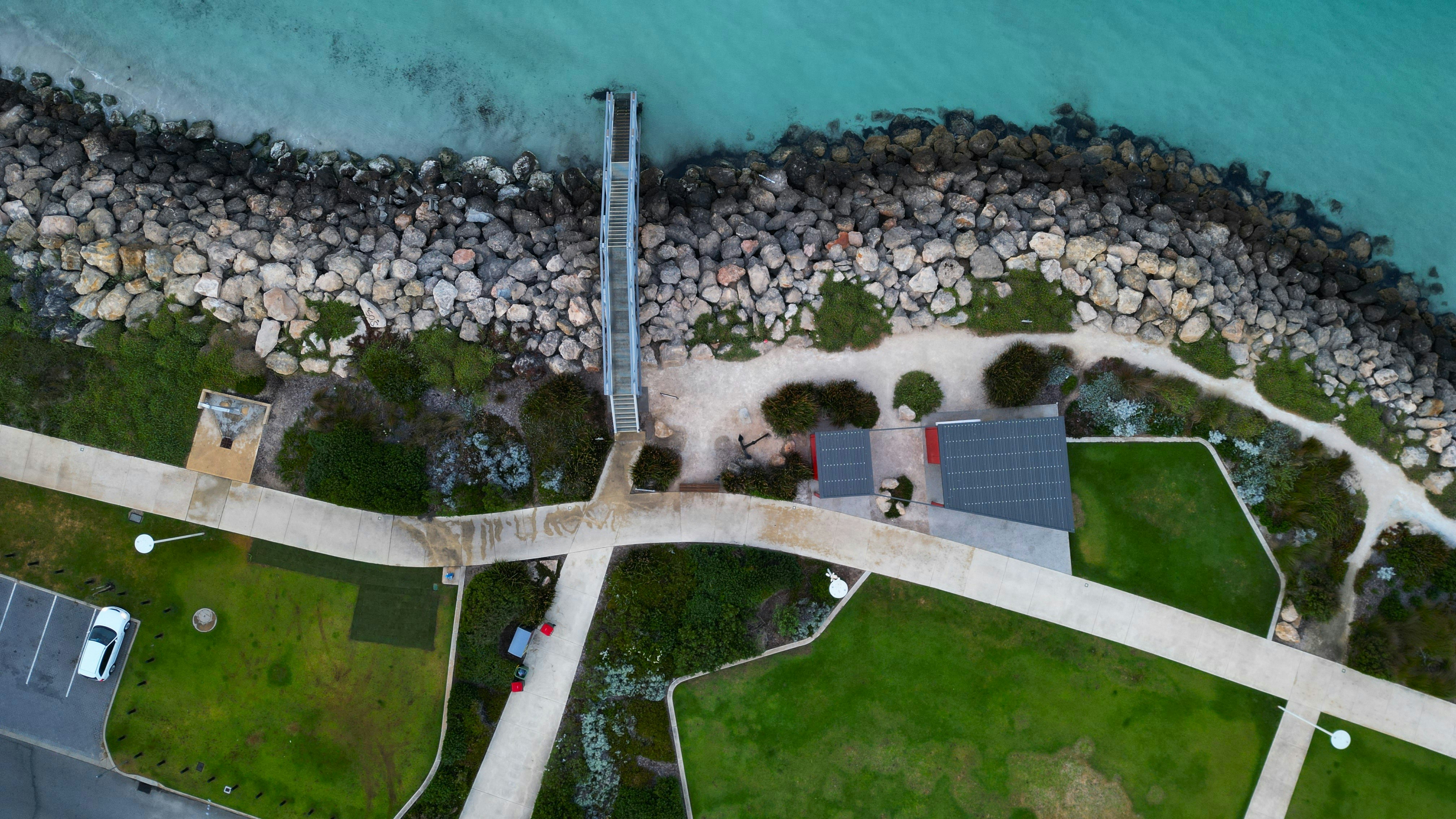 Interwoven Paths Along a Turquoise Coastline