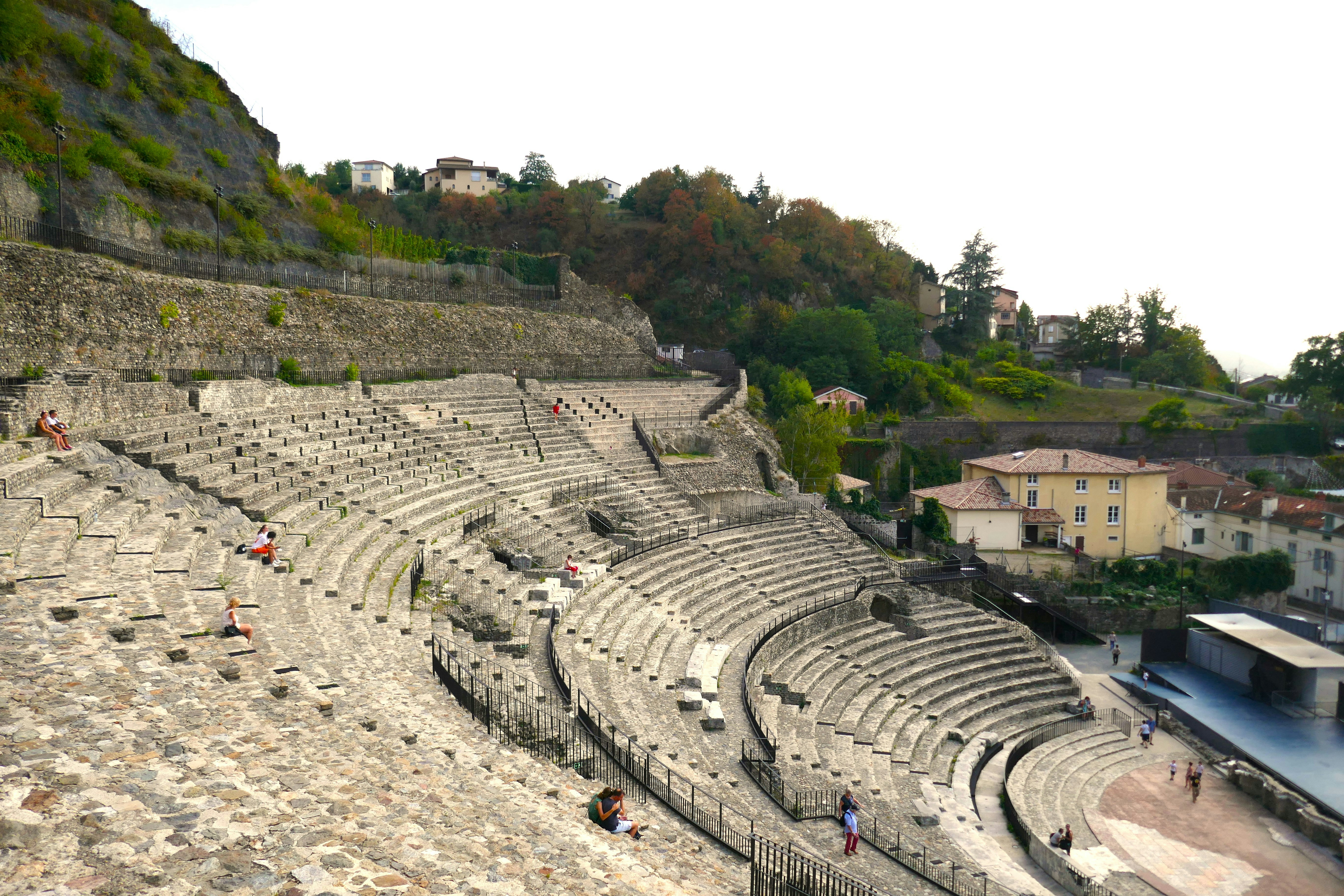 A view of a roman amphit with people walking around photo – Free Vienne ...