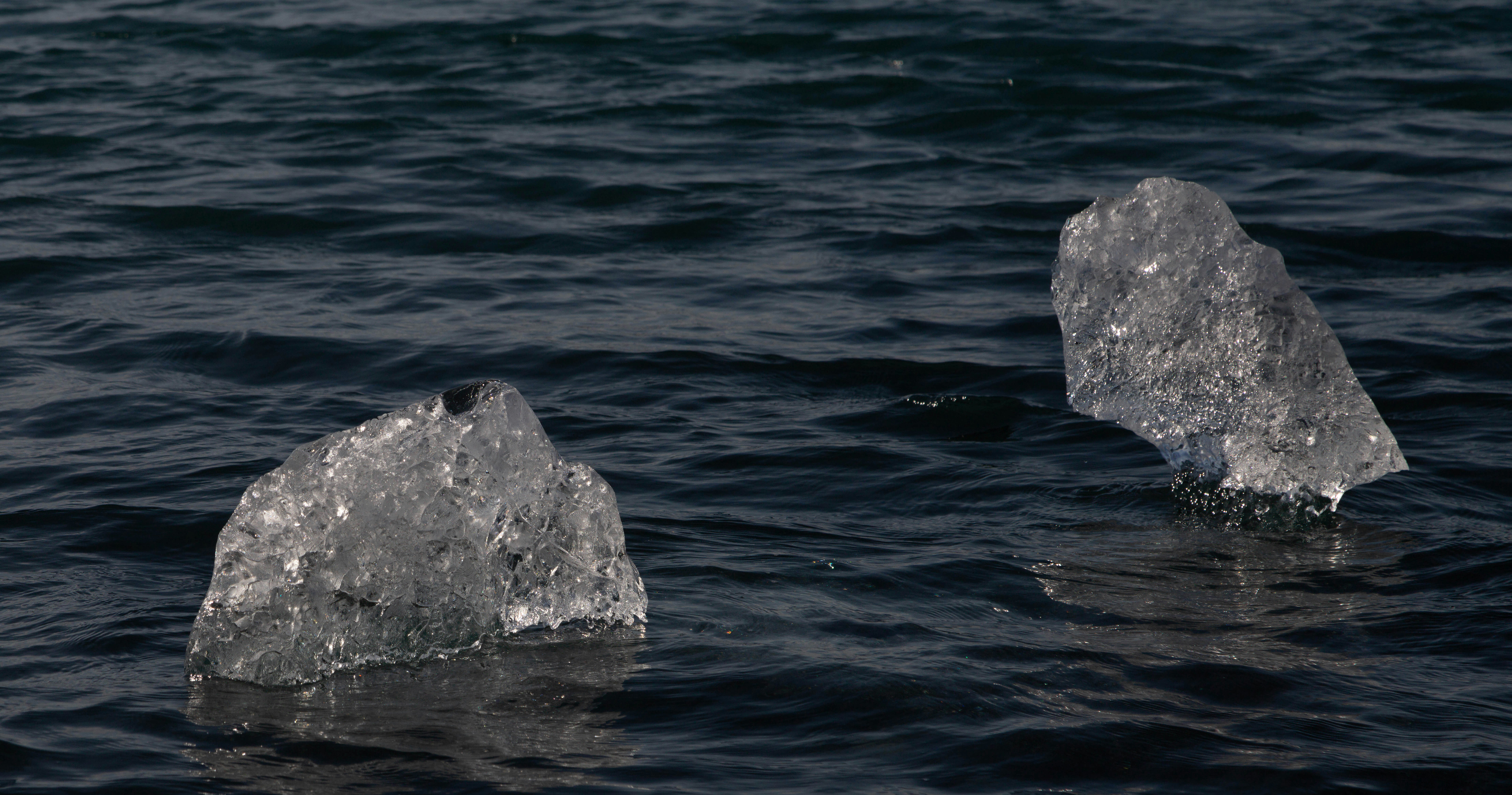 Two Ice Fragments Drifting in a Velvet Blue Sea