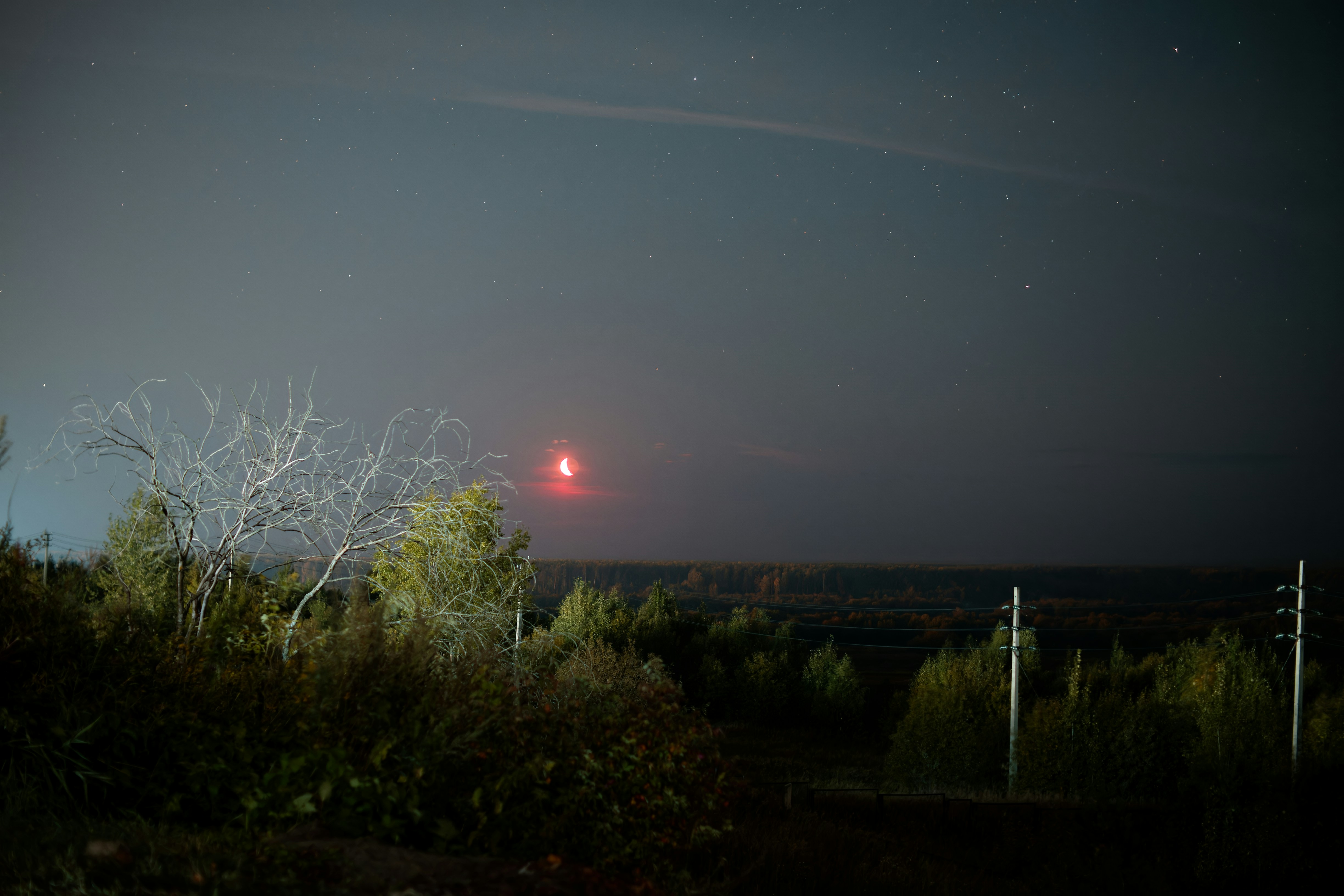 Red Beacon at Horizon: A Prairie Nightscape