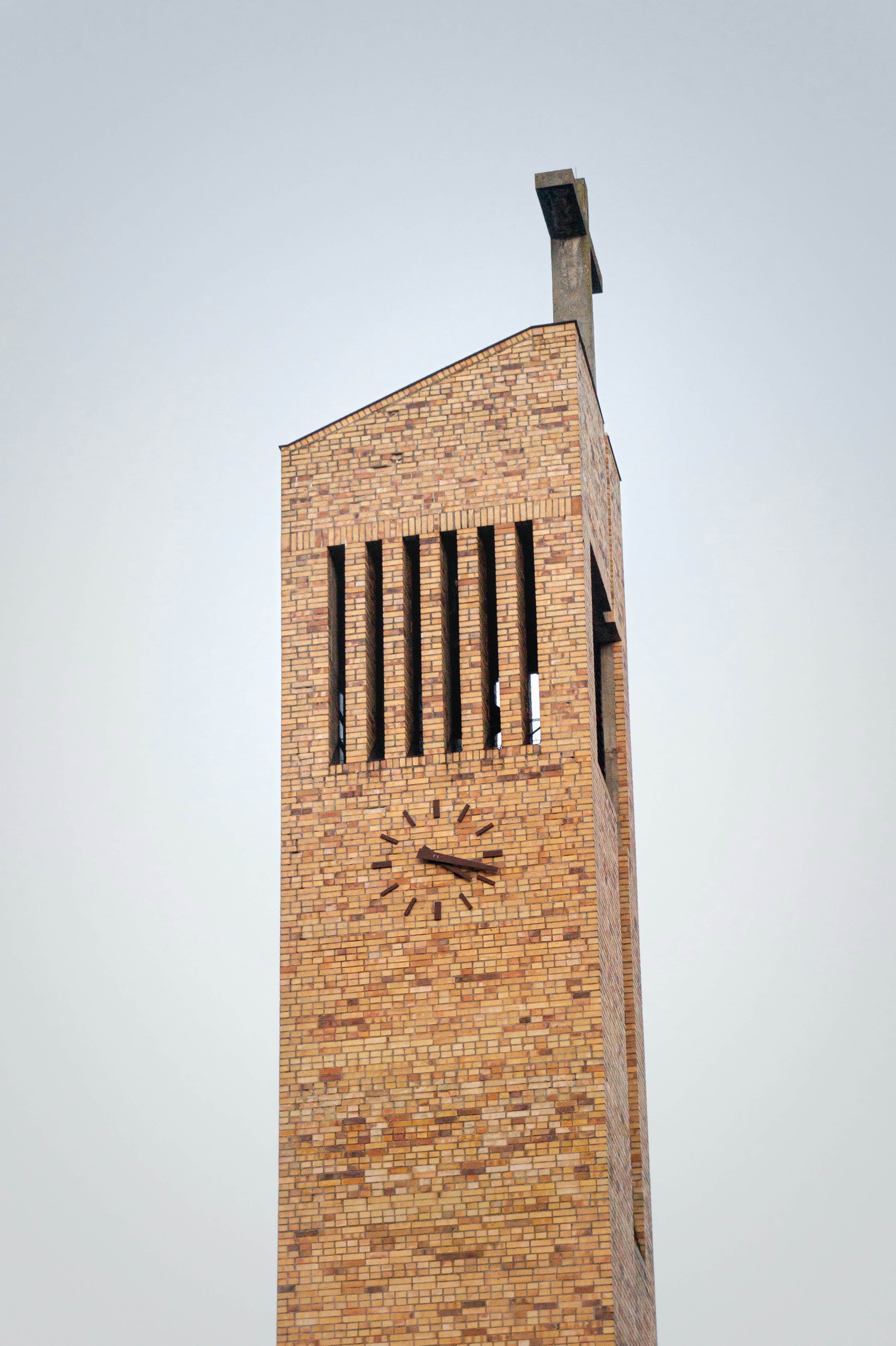 Brick Clock Tower: Time’s Geometry Reaching Toward a Quiet Sky