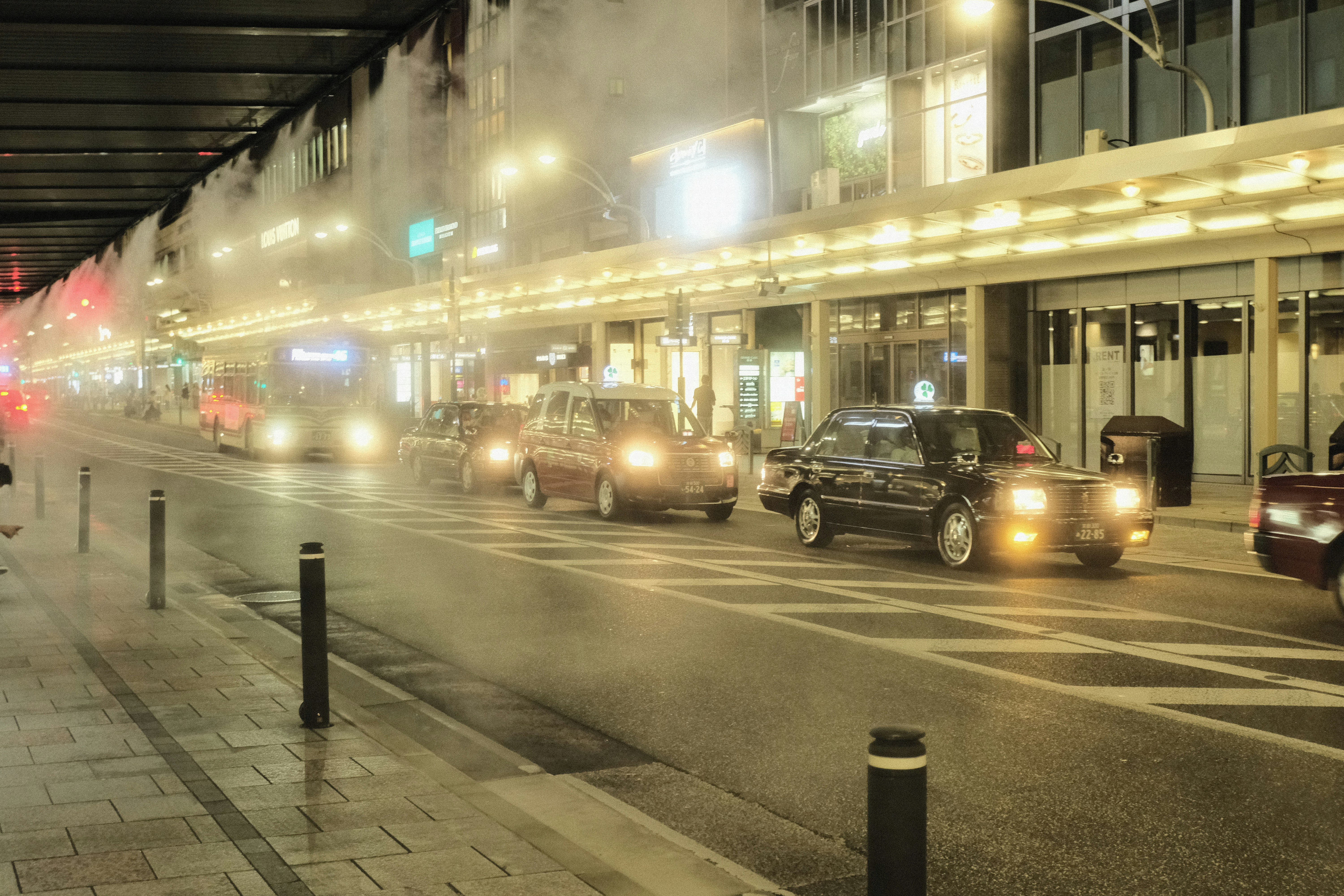 Neon Steam Over a Night City Block