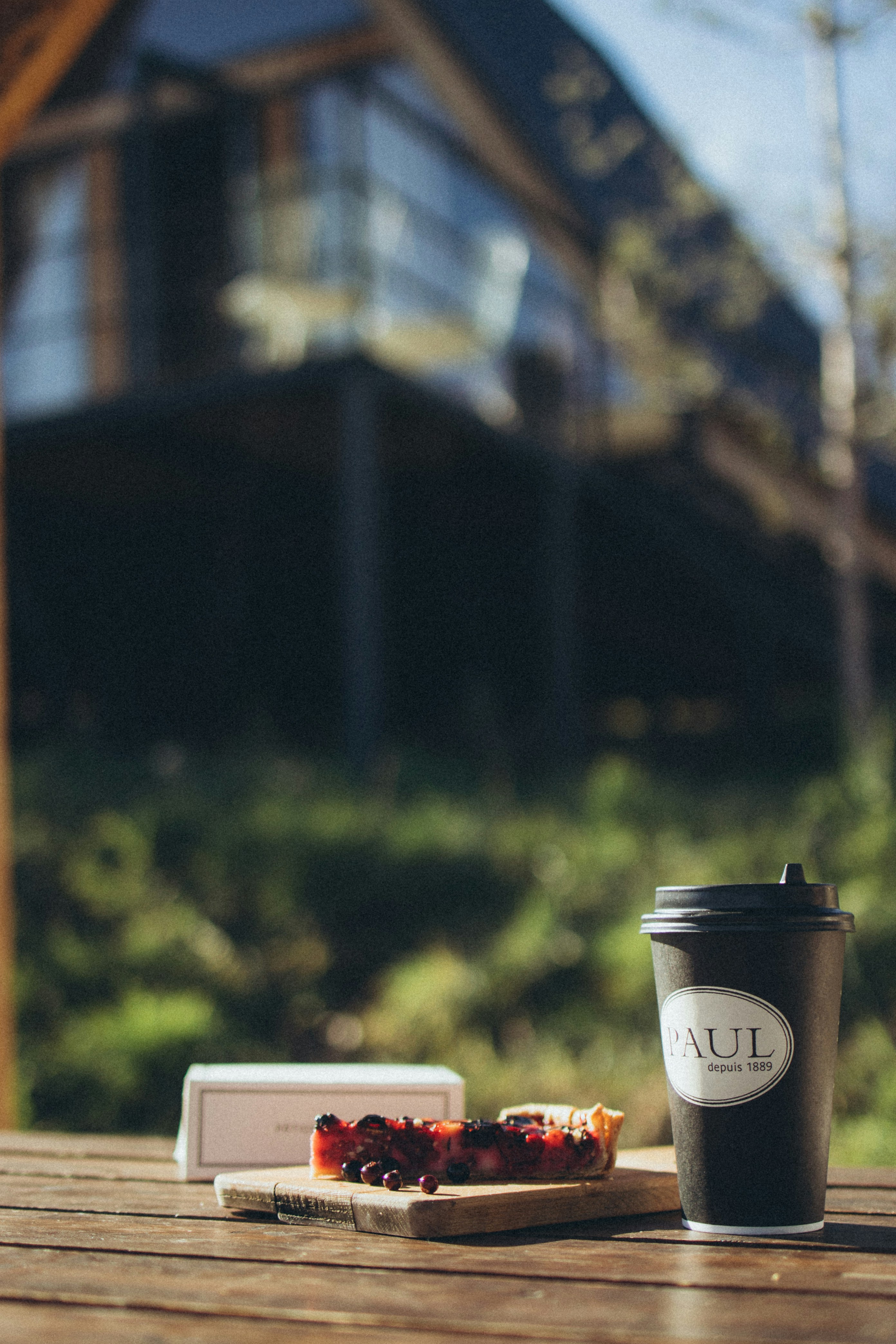 Paul Cup on a Sunlit Patio: Berry Tart and a Quiet Morning