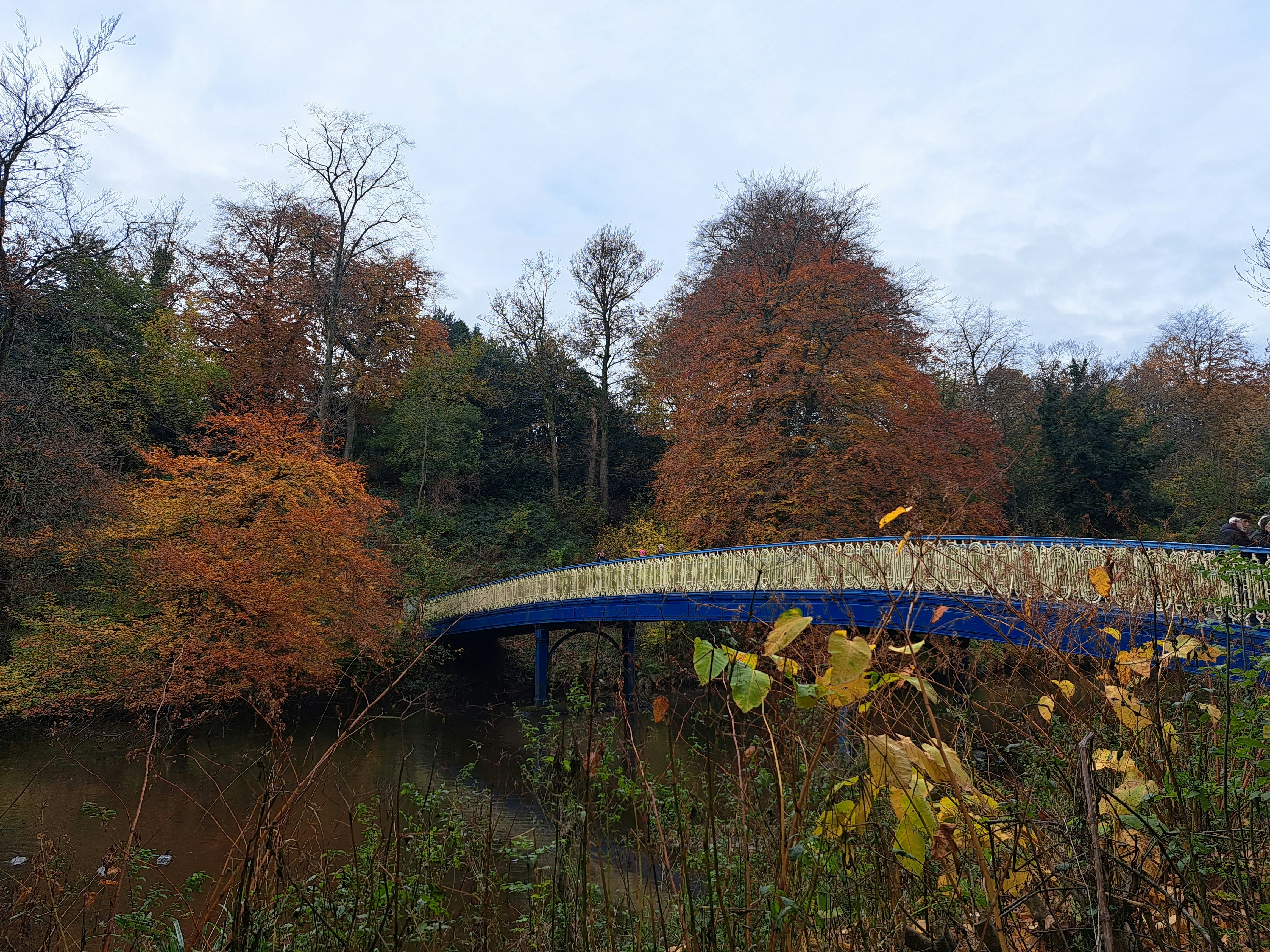 Autumn's Embrace on a Serene Bridge