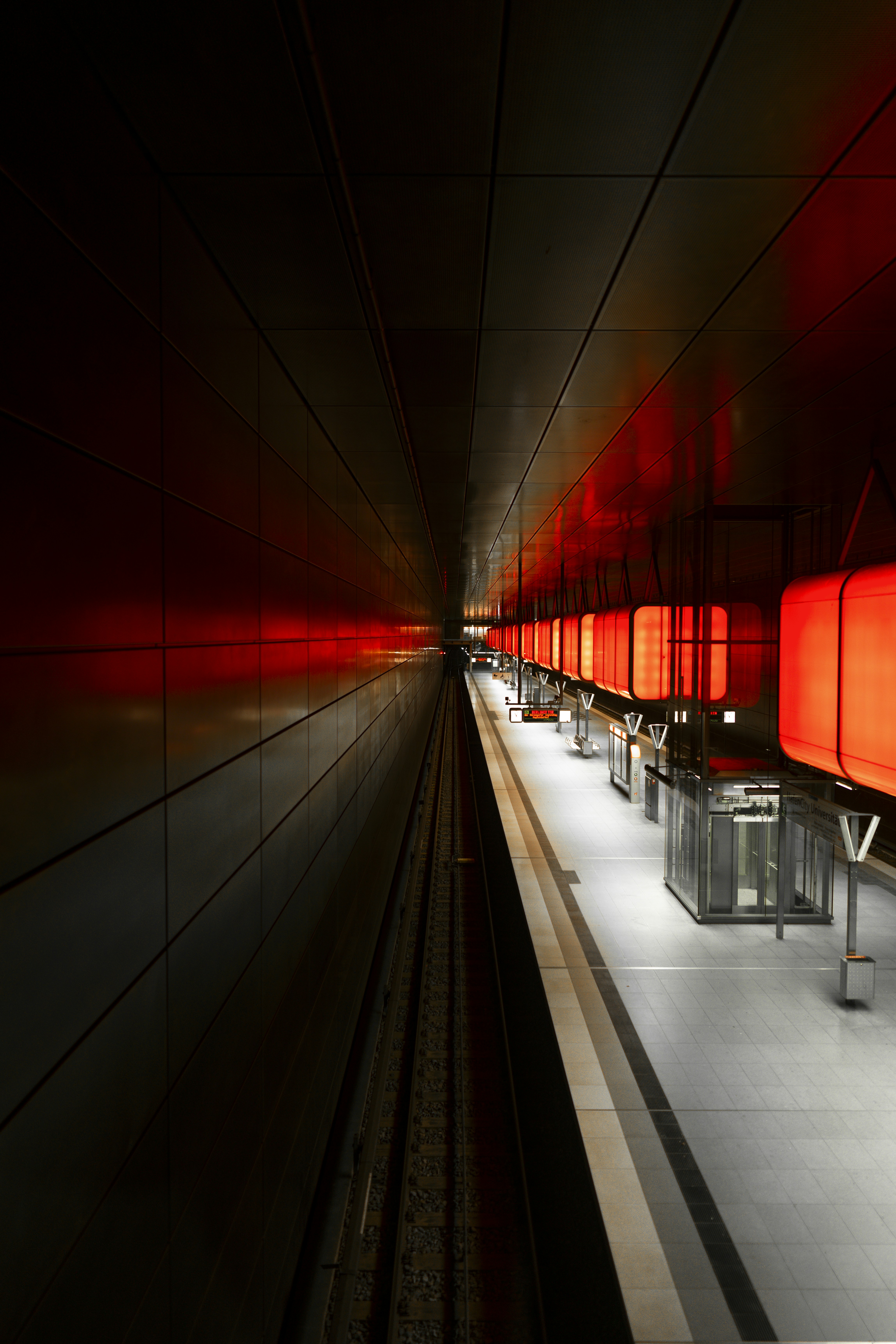 A subway station at the University of Hamburg (Germany), with a high colour.