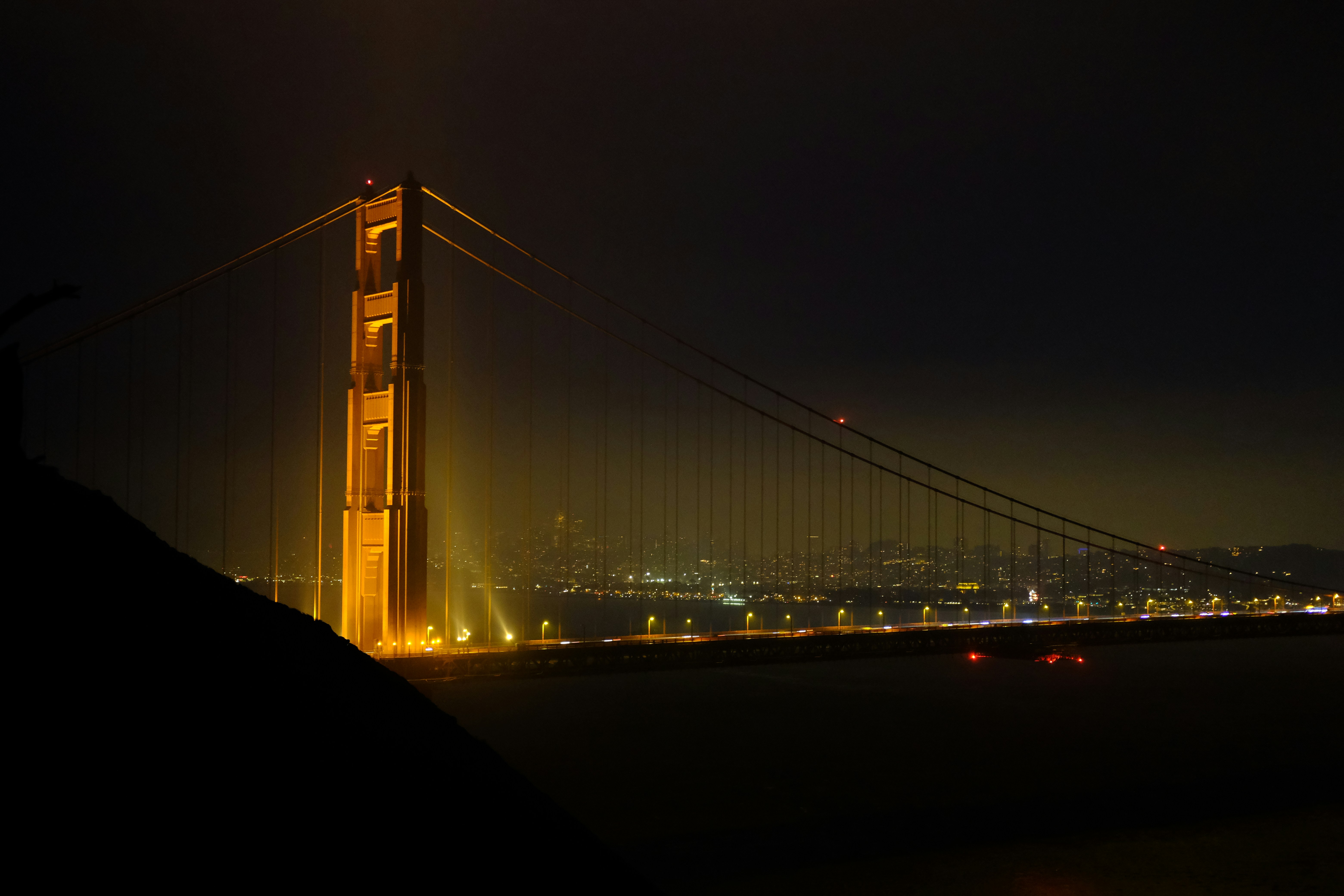 Amber Lanterns Across the Bay: Golden Gate Bridge at Night