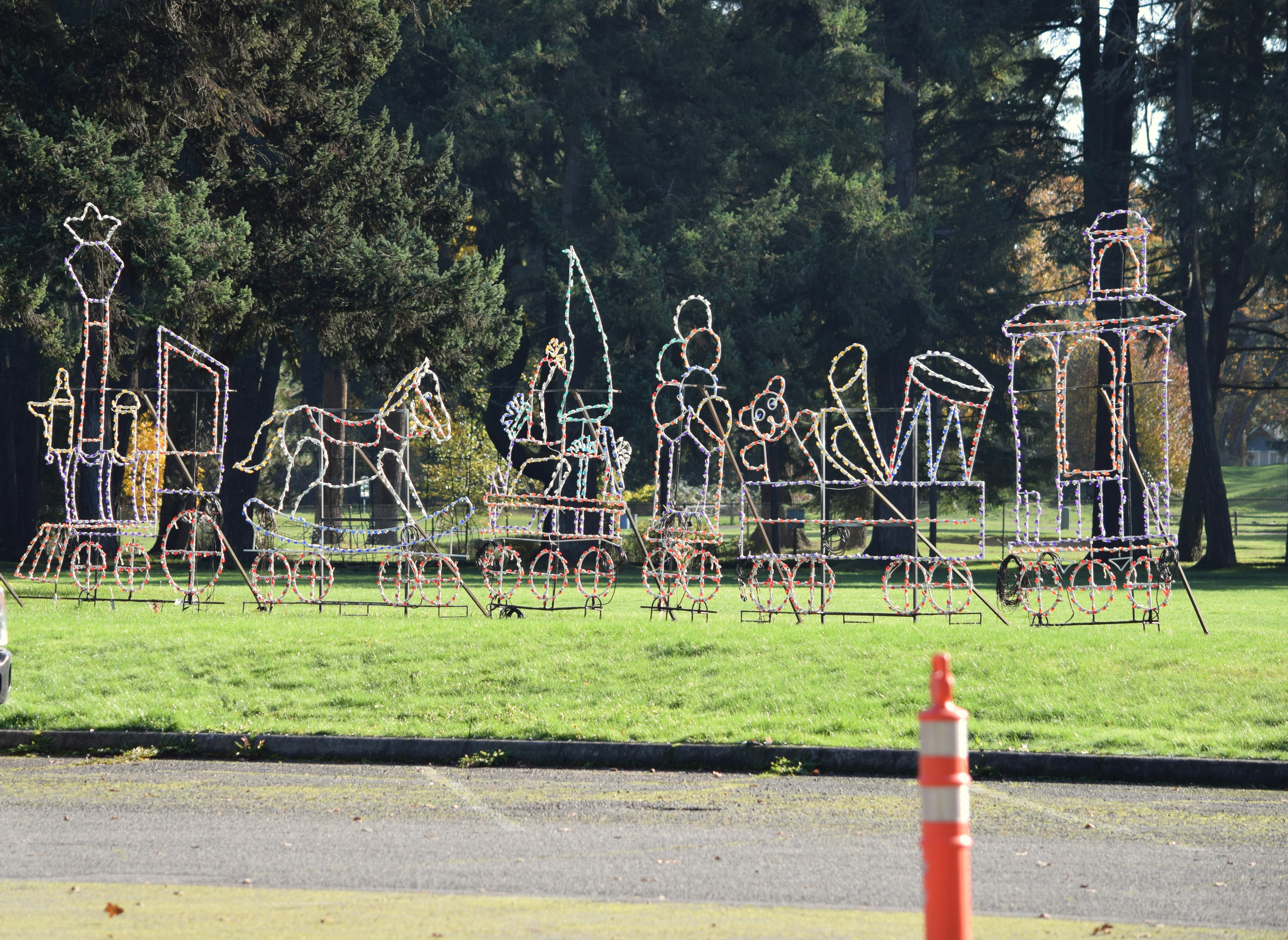 Illuminated Wireframe Parade on the Park Lawn