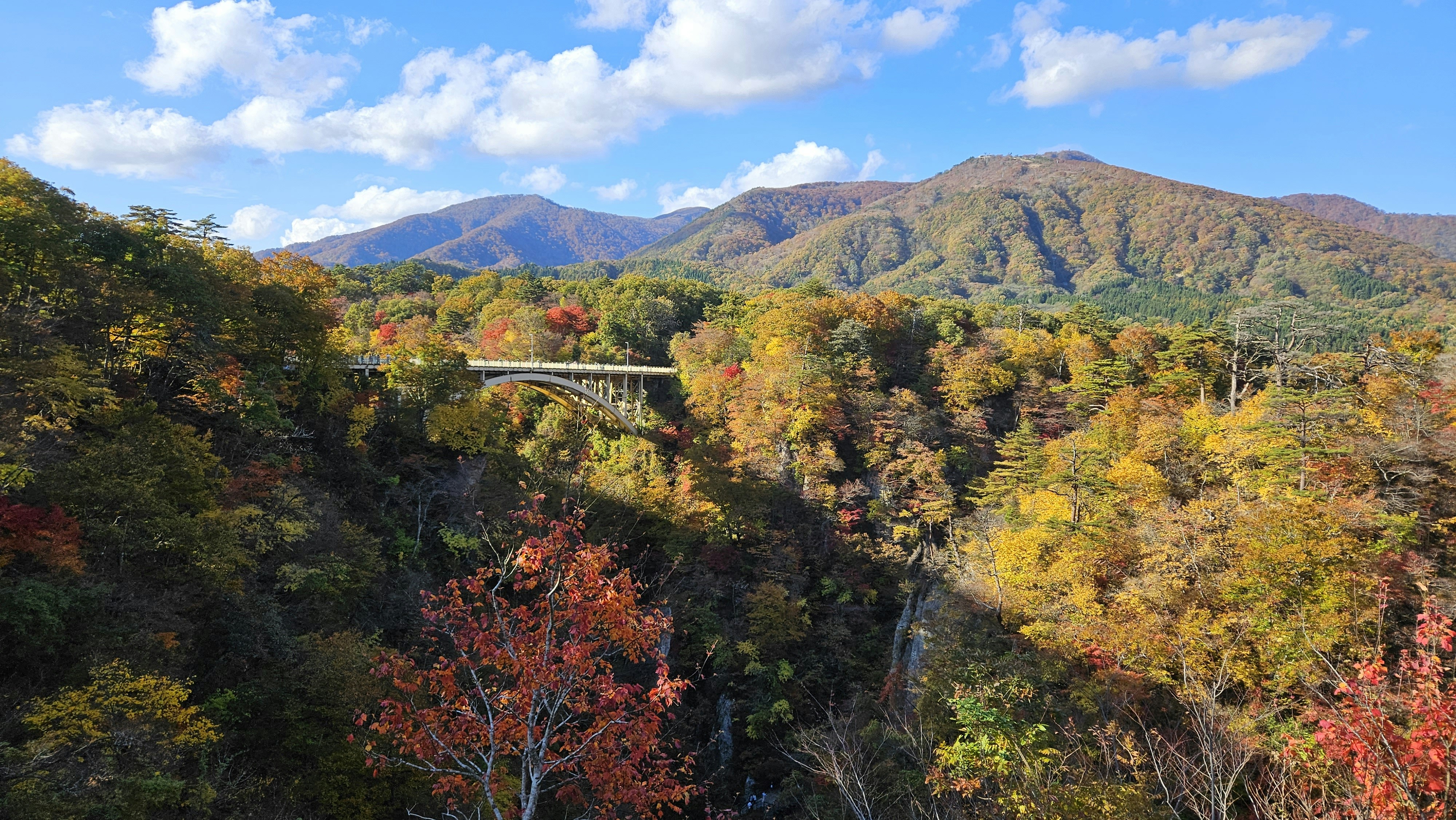 Autumn Ridge: Bridge Speckled in Fall Colors Over a Valley