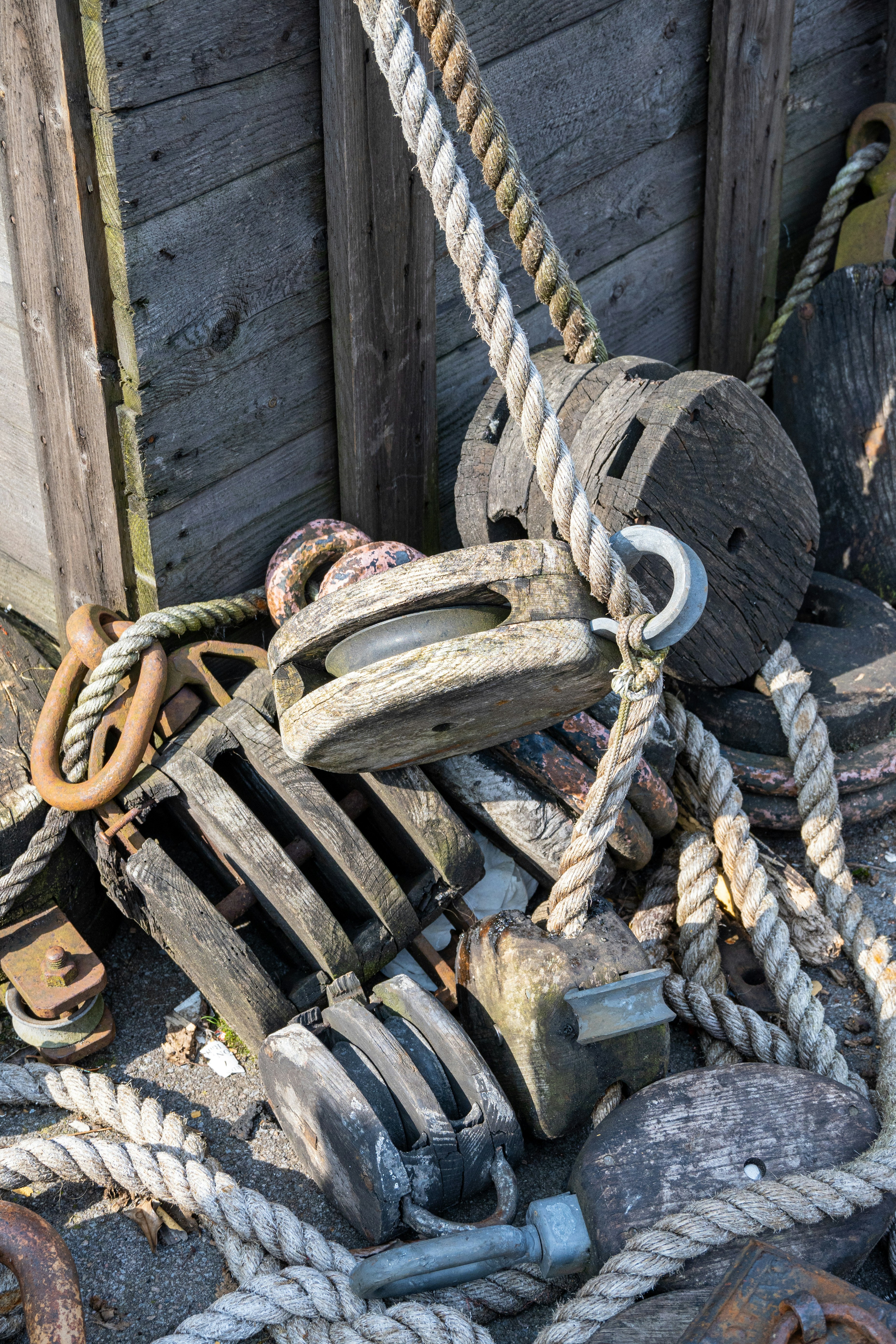 Tangle of Time: Weathered Rope, Wood, and Rust
