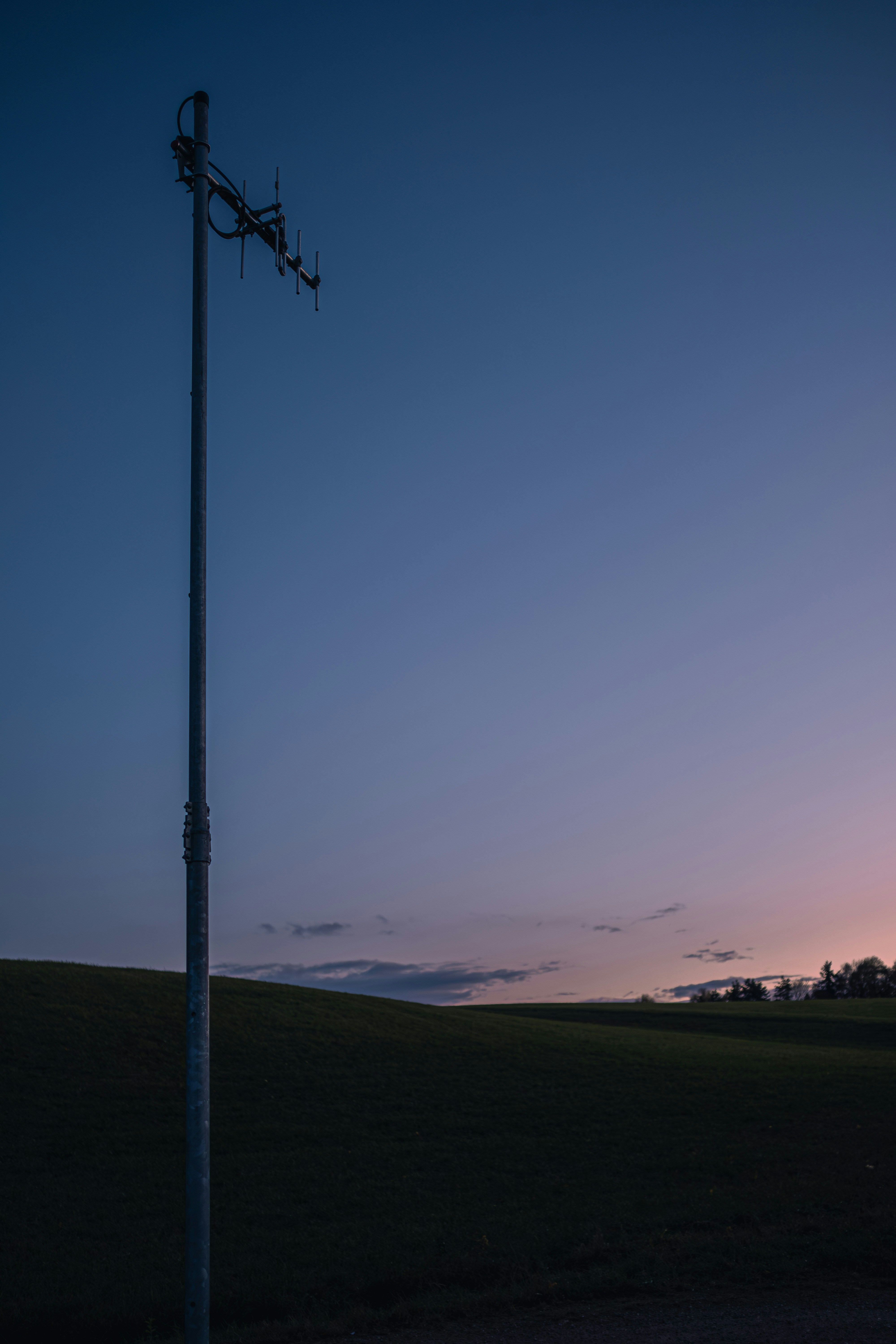 Pole Against the Dusk: A Quiet Horizon under a Velvet Sky