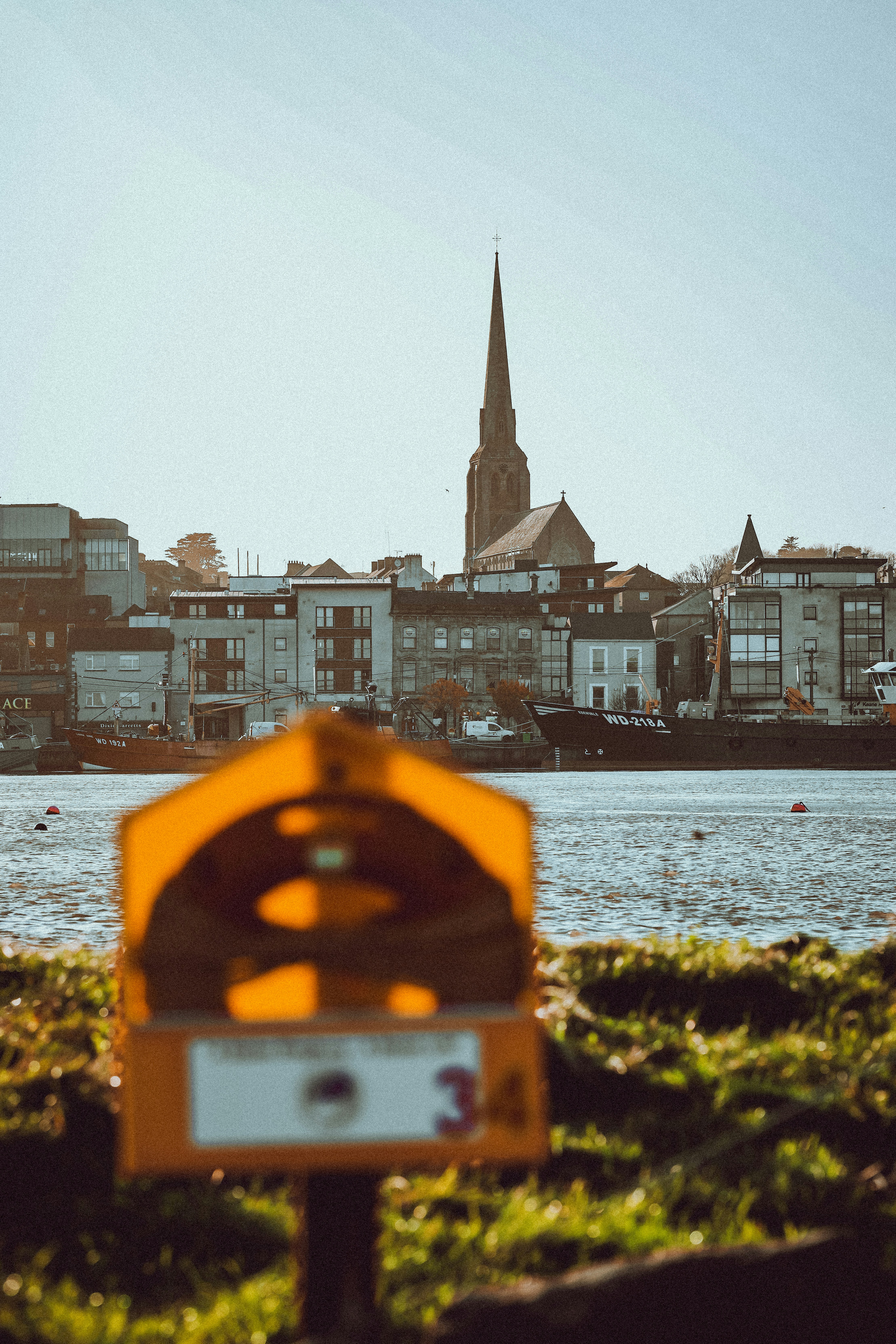Spire Over the Docks: First Light in a Seaside Town
