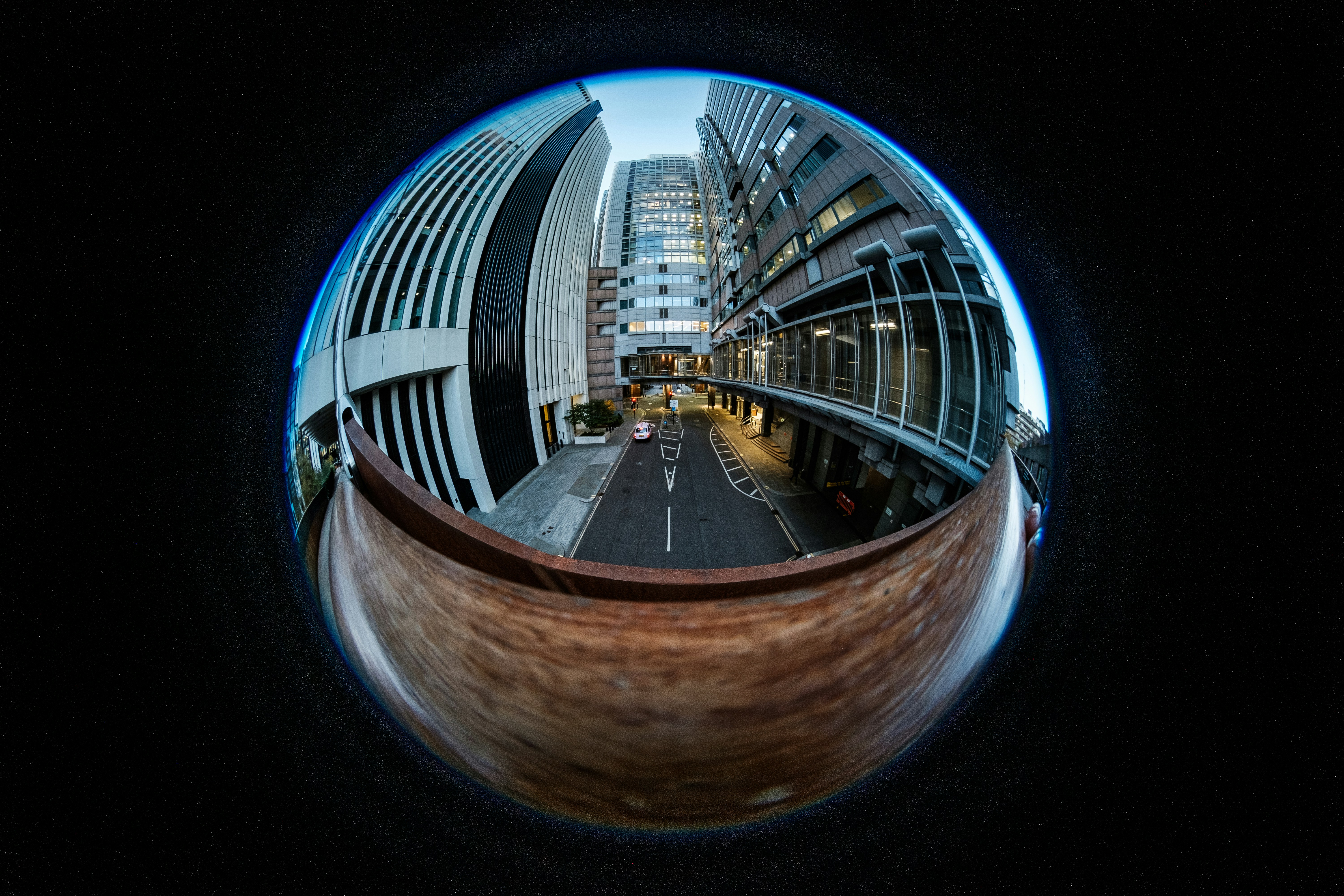 A fish eye view of a city street photo – Free Fisheye lens Image on ...