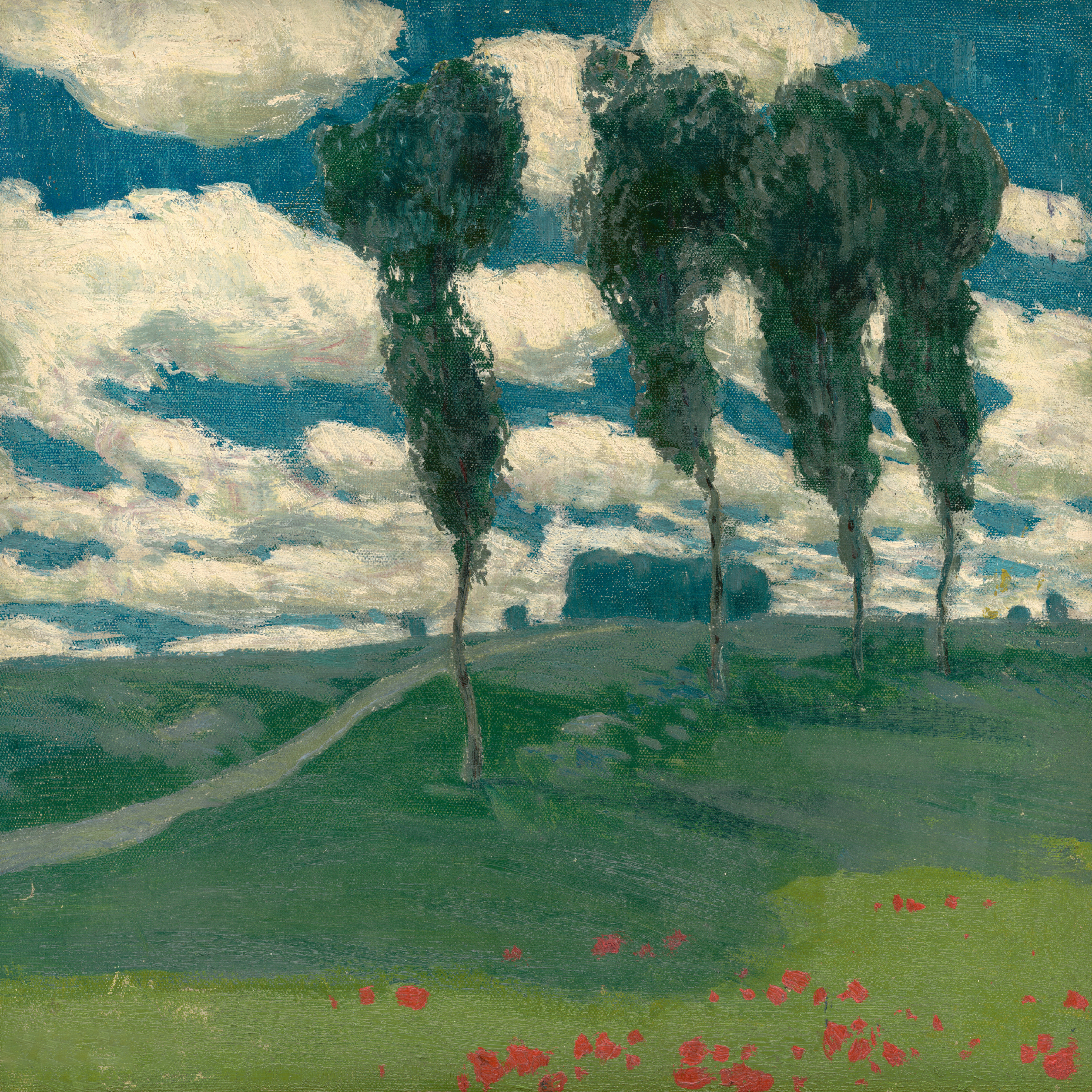 A painting of three trees on a hill photo – Free Art Image on Unsplash