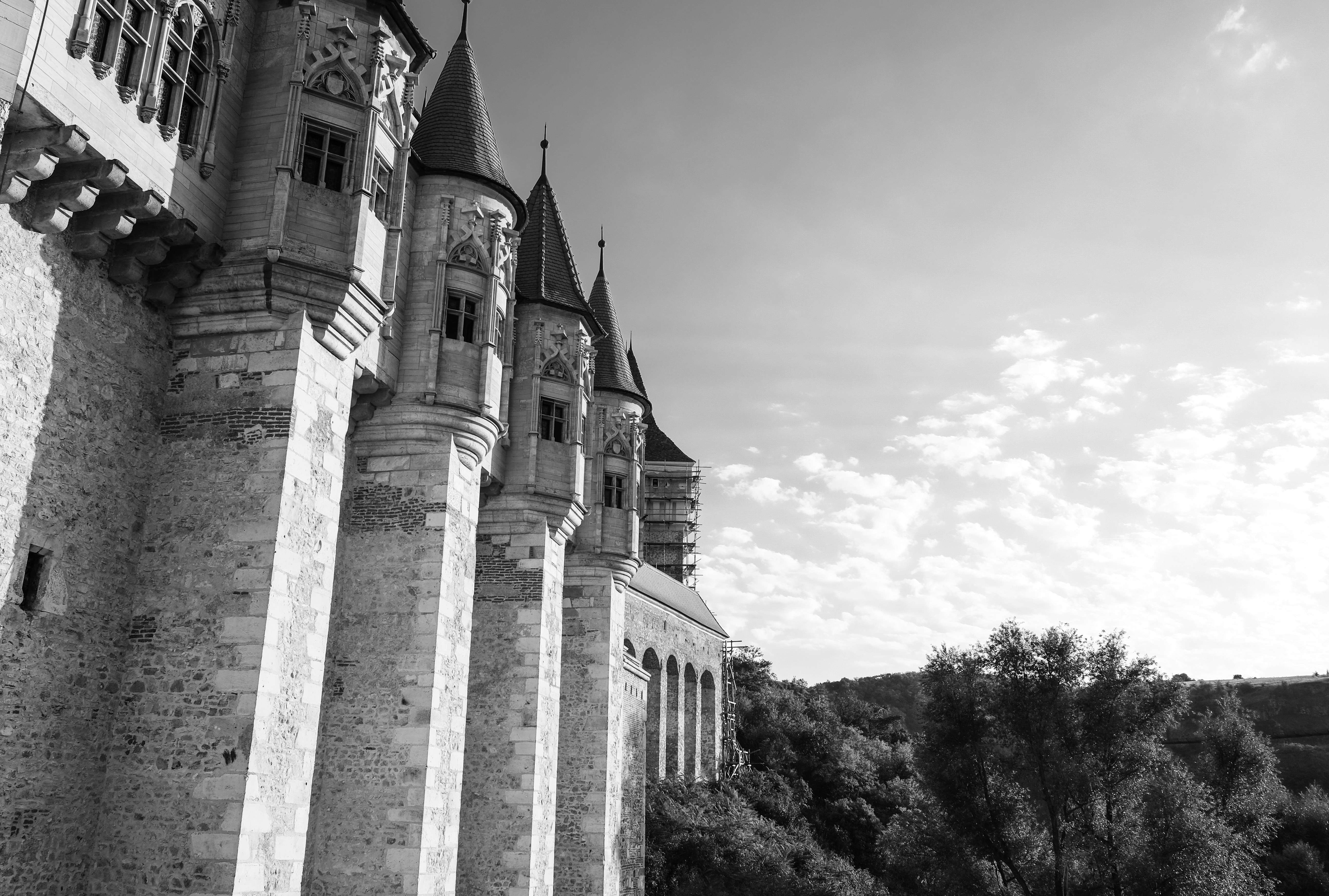 Stone Towers on the Crest: A Monochrome Castle Study