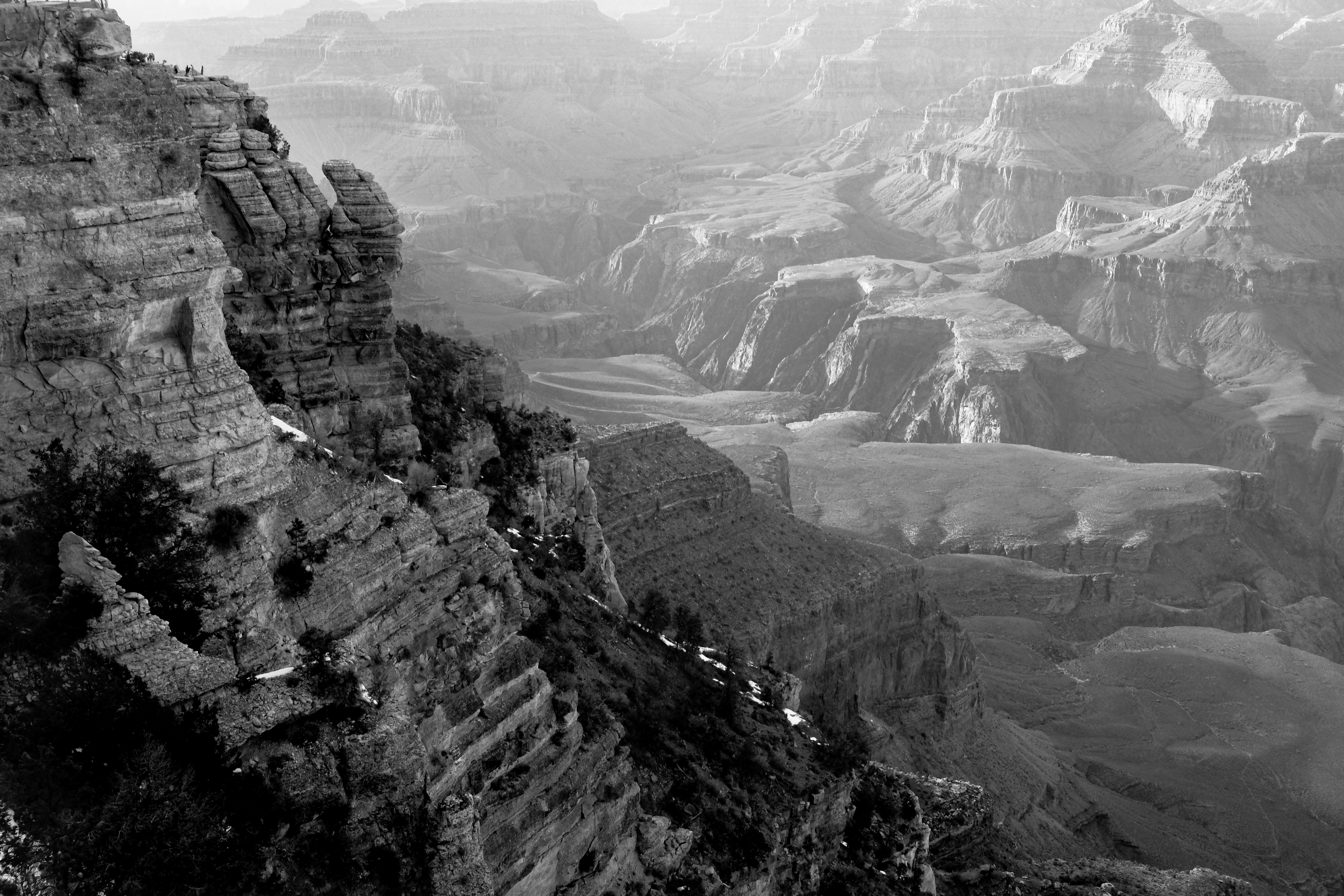 Edge of Echoes: Monochrome Canyon Panorama