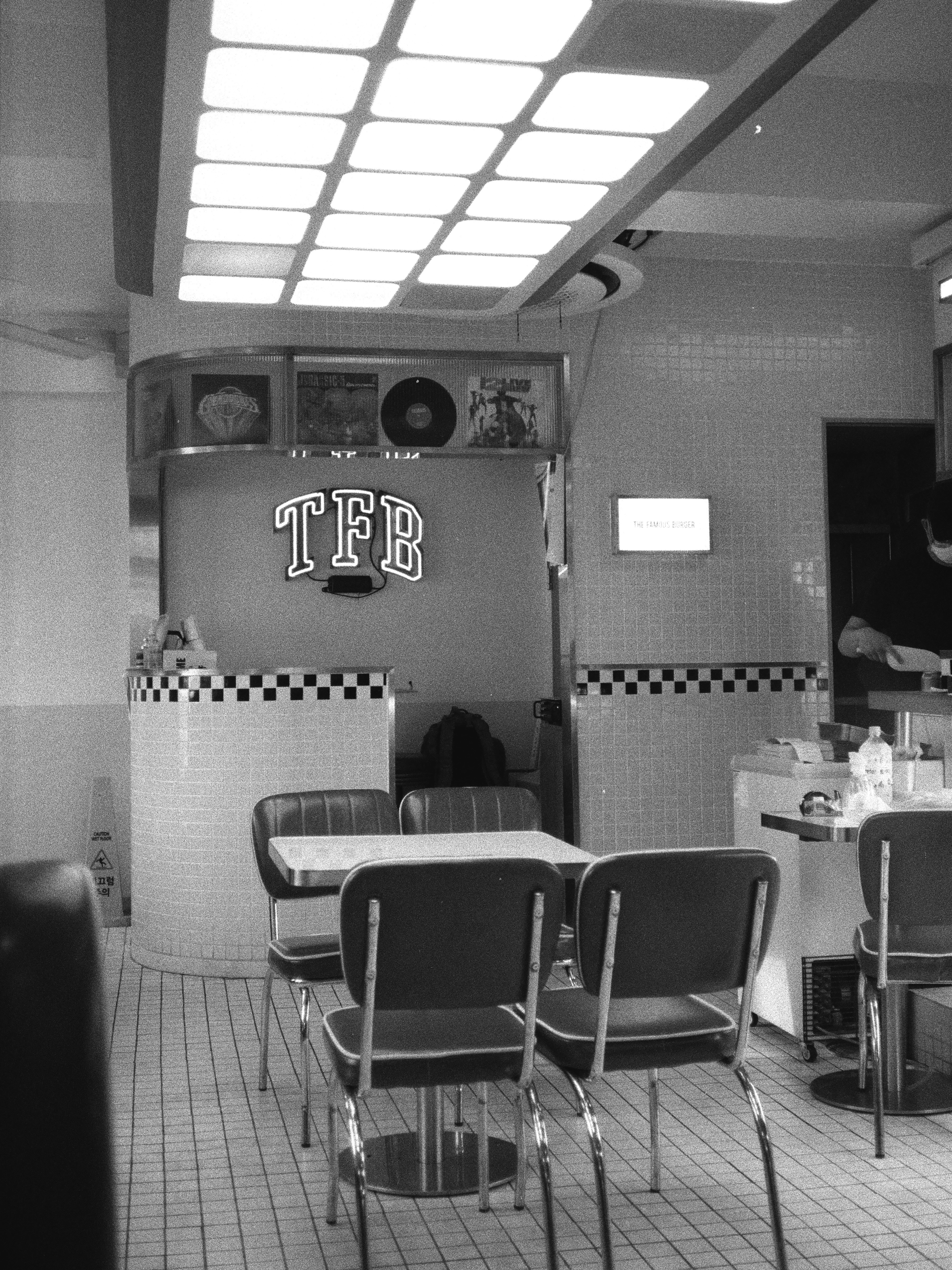 TFB Diner: Quiet Mid-Century Echo in Black and White