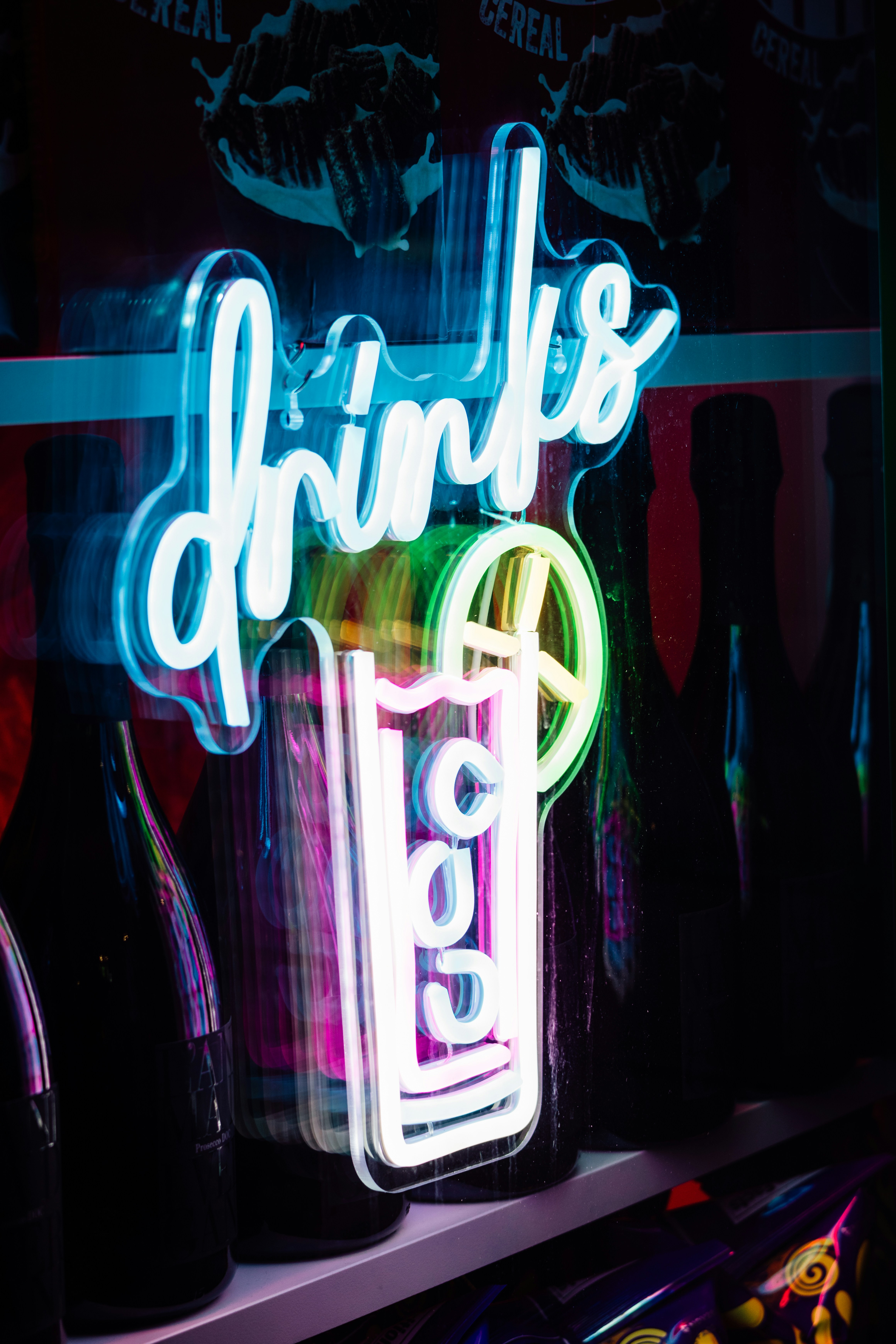 A neon sign that says drinks on it photo – Free Neon Image on Unsplash