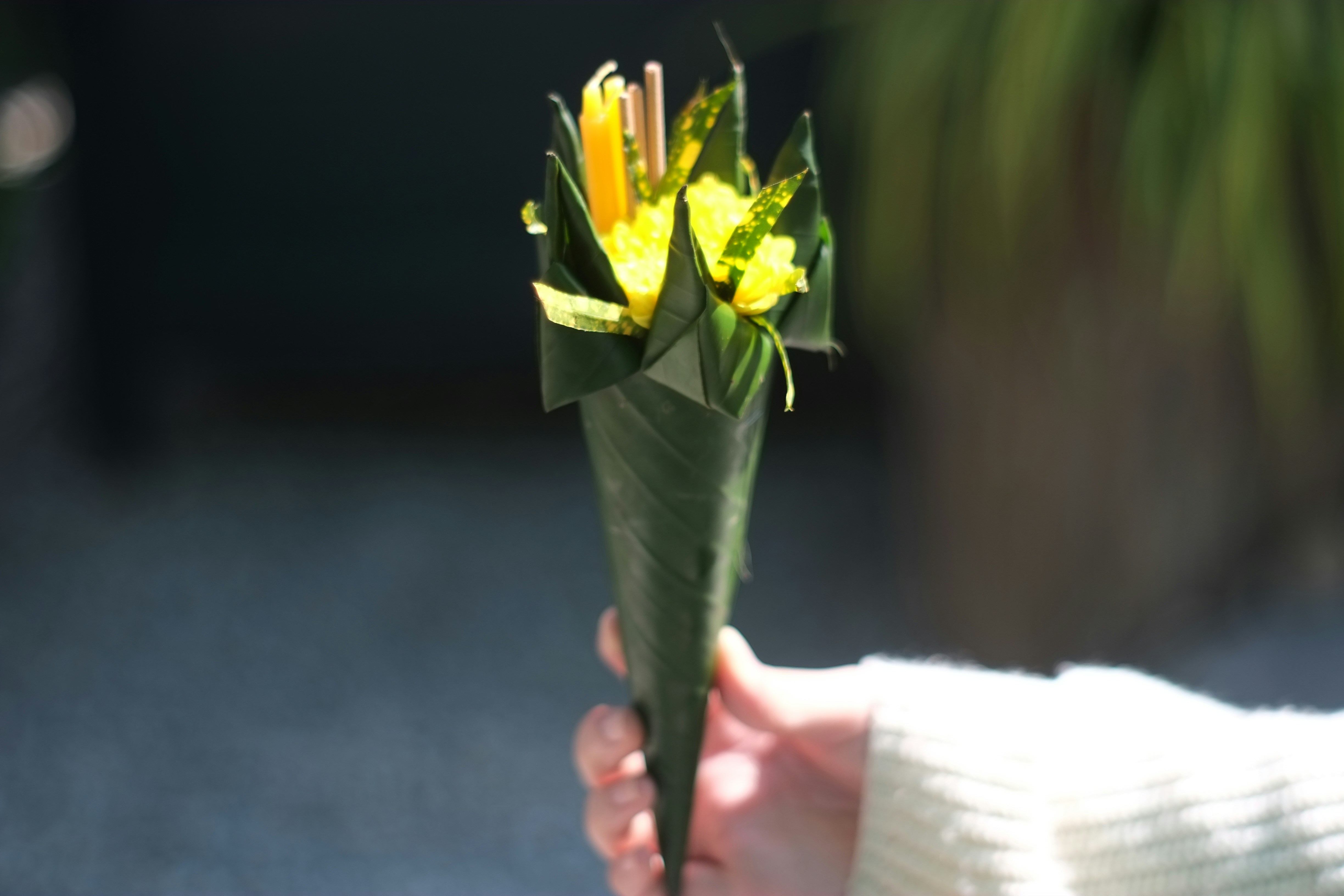 Sunlit Yellow Bouquet Cradled in Emerald Wrap